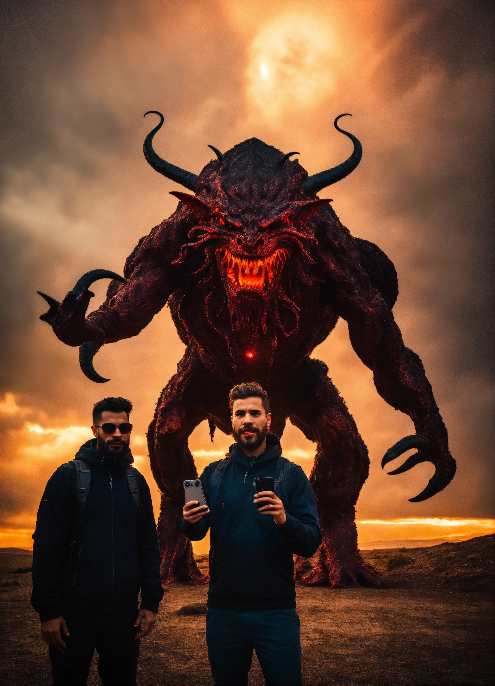 Lexica - Tourist taking selfie with 2 ominous, evil and demonic ...