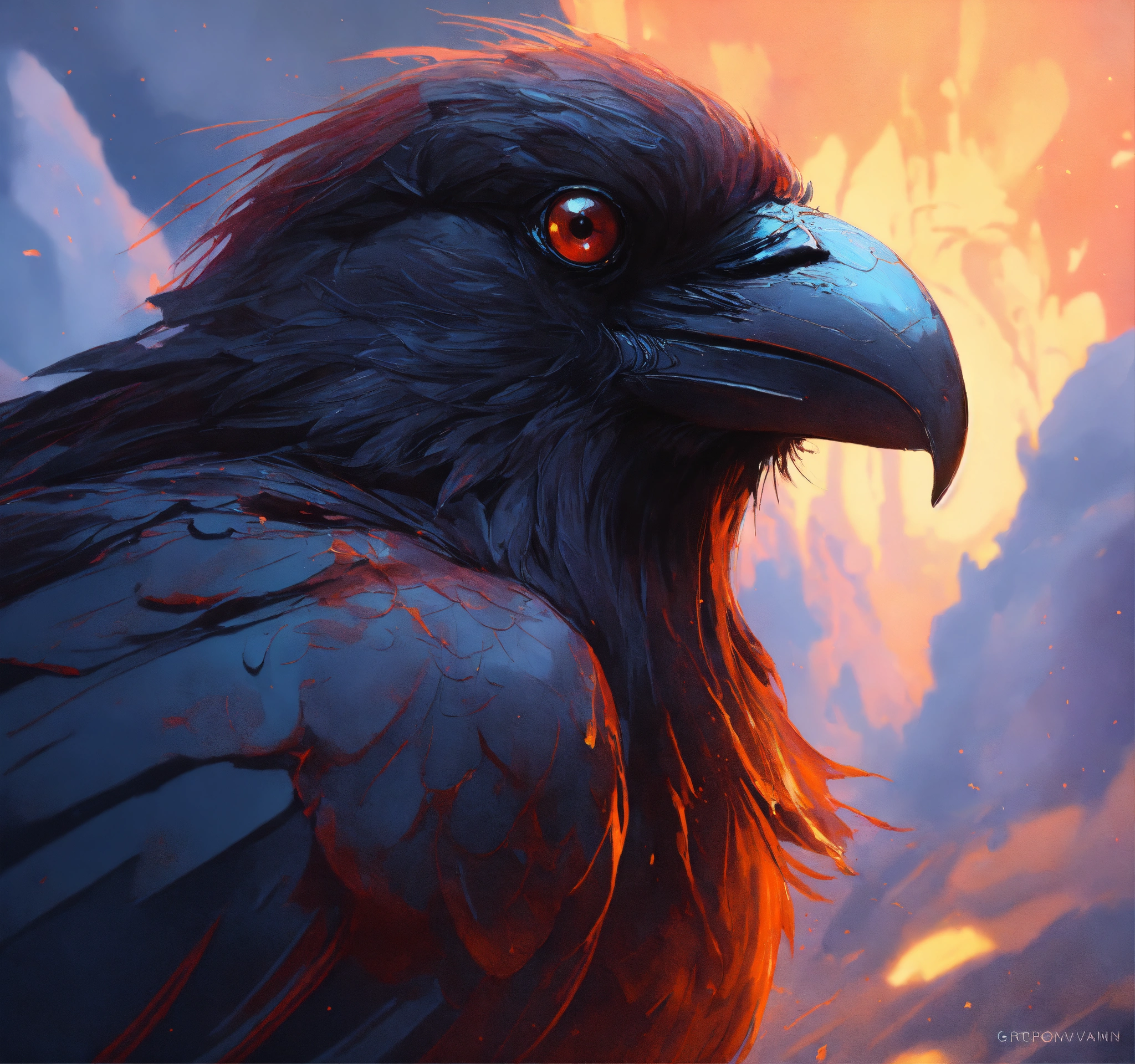 Lexica - Olpntng style, pixar raven creature, fantasy, fire ice ...