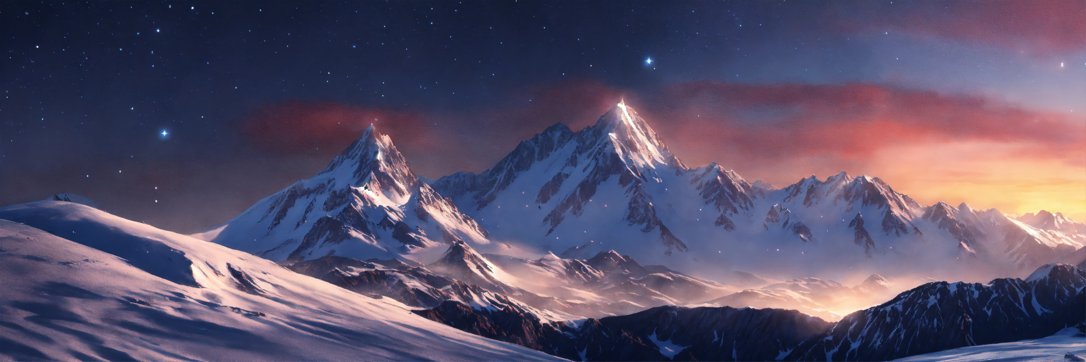 Lexica - Stars on the snow-covered mountains, detailed, 16k, focused ...