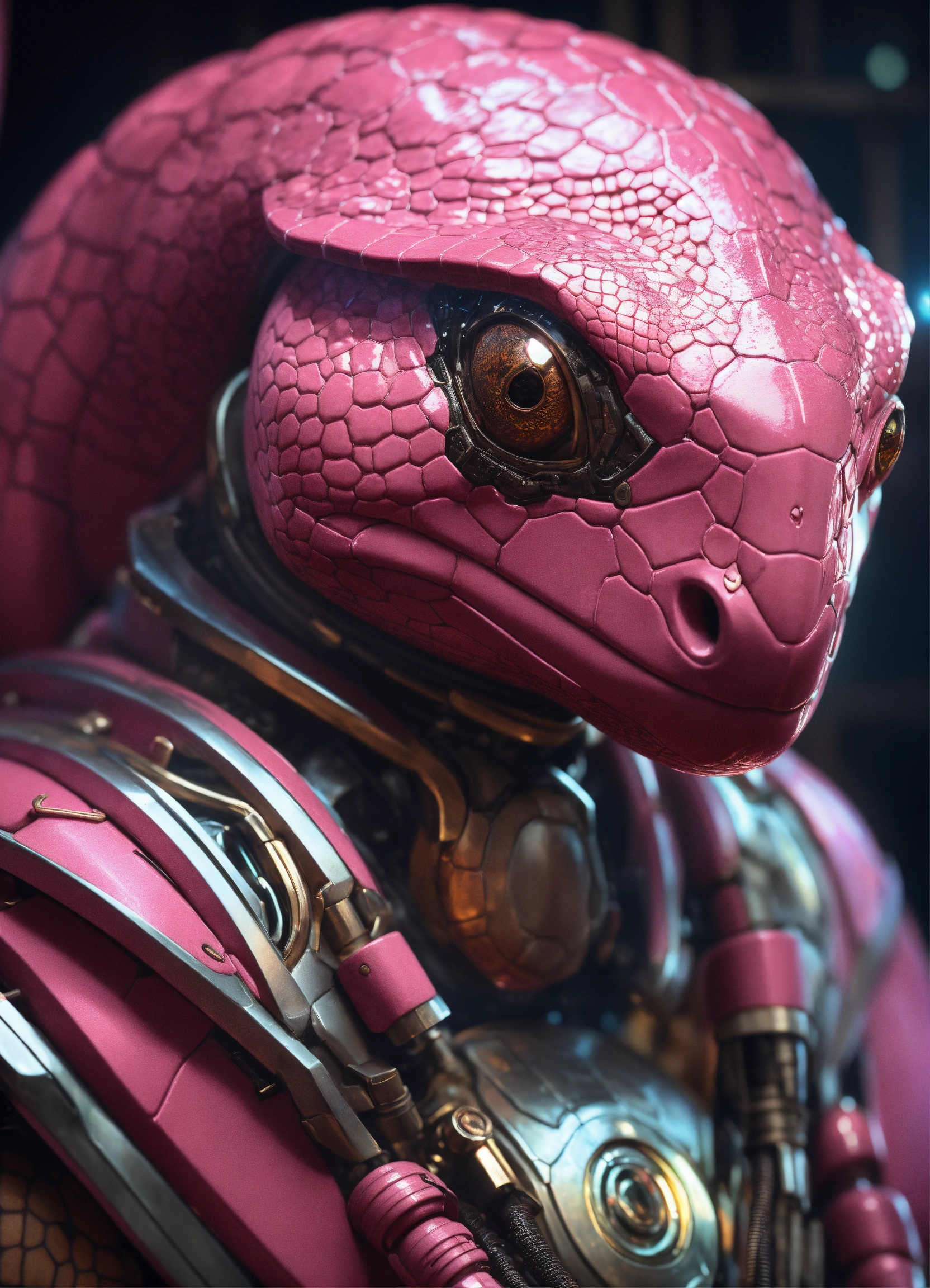 Lexica - Portrait of a cybernetic pink snake a spiritual full body ...