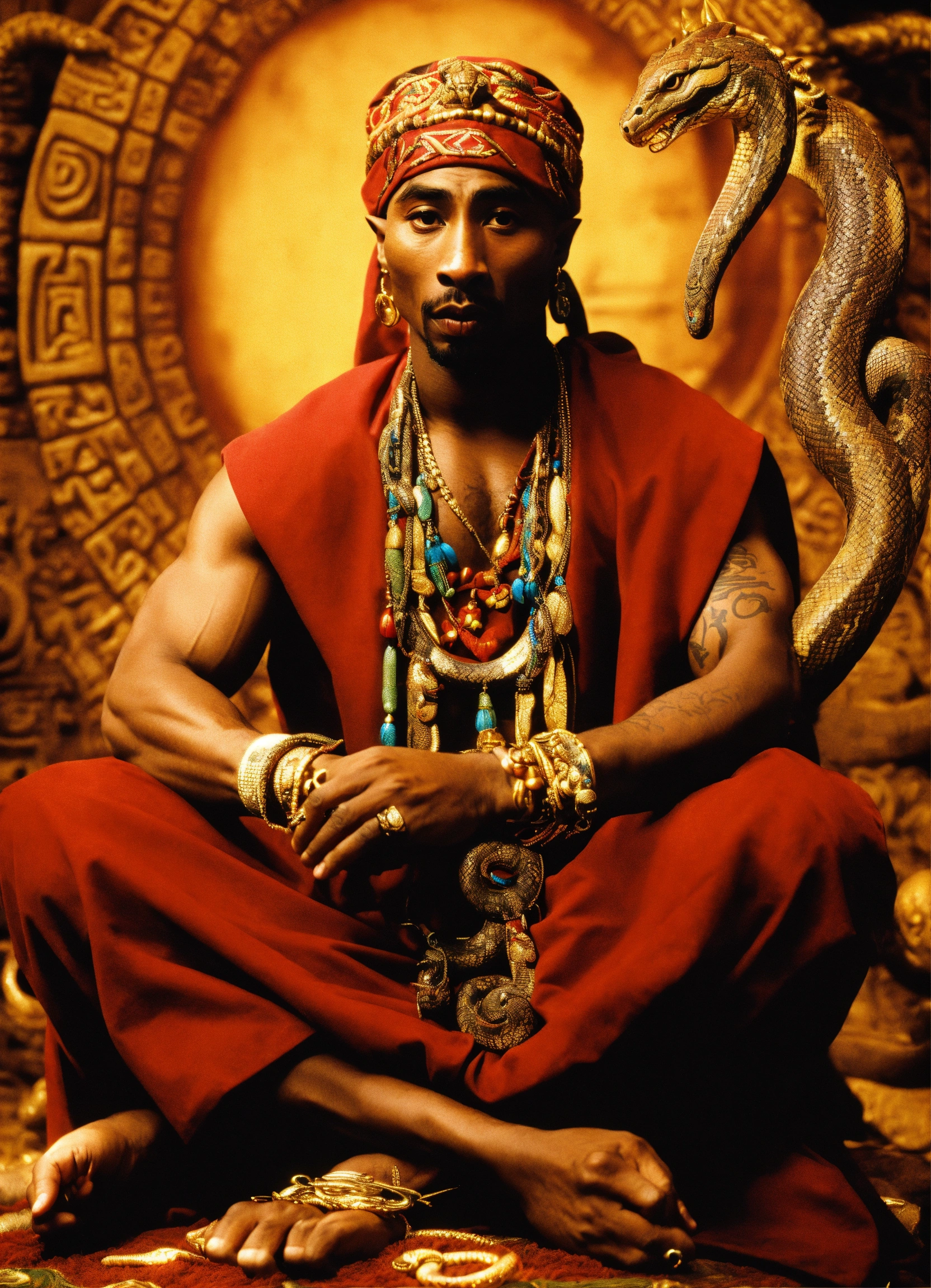 Lexica - Tupac Shakur as Amaru serpent priest in full ceremony dress ...