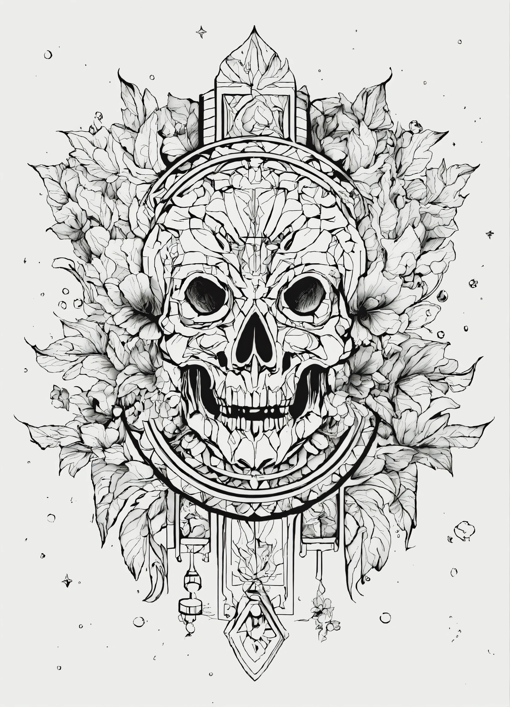 Lexica - B/w outline art for tattoo logo design page, full white, white ...
