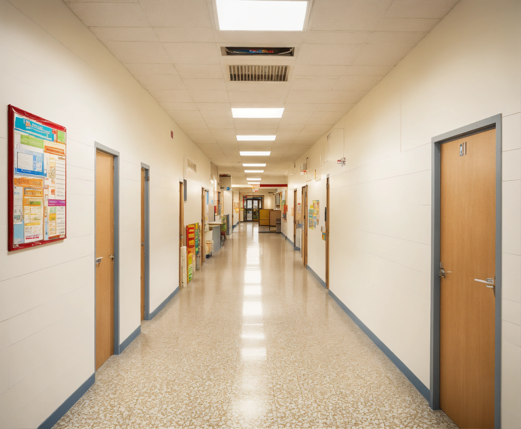 Lexica - A school wide corridor with large,Smooth white walls with a ...