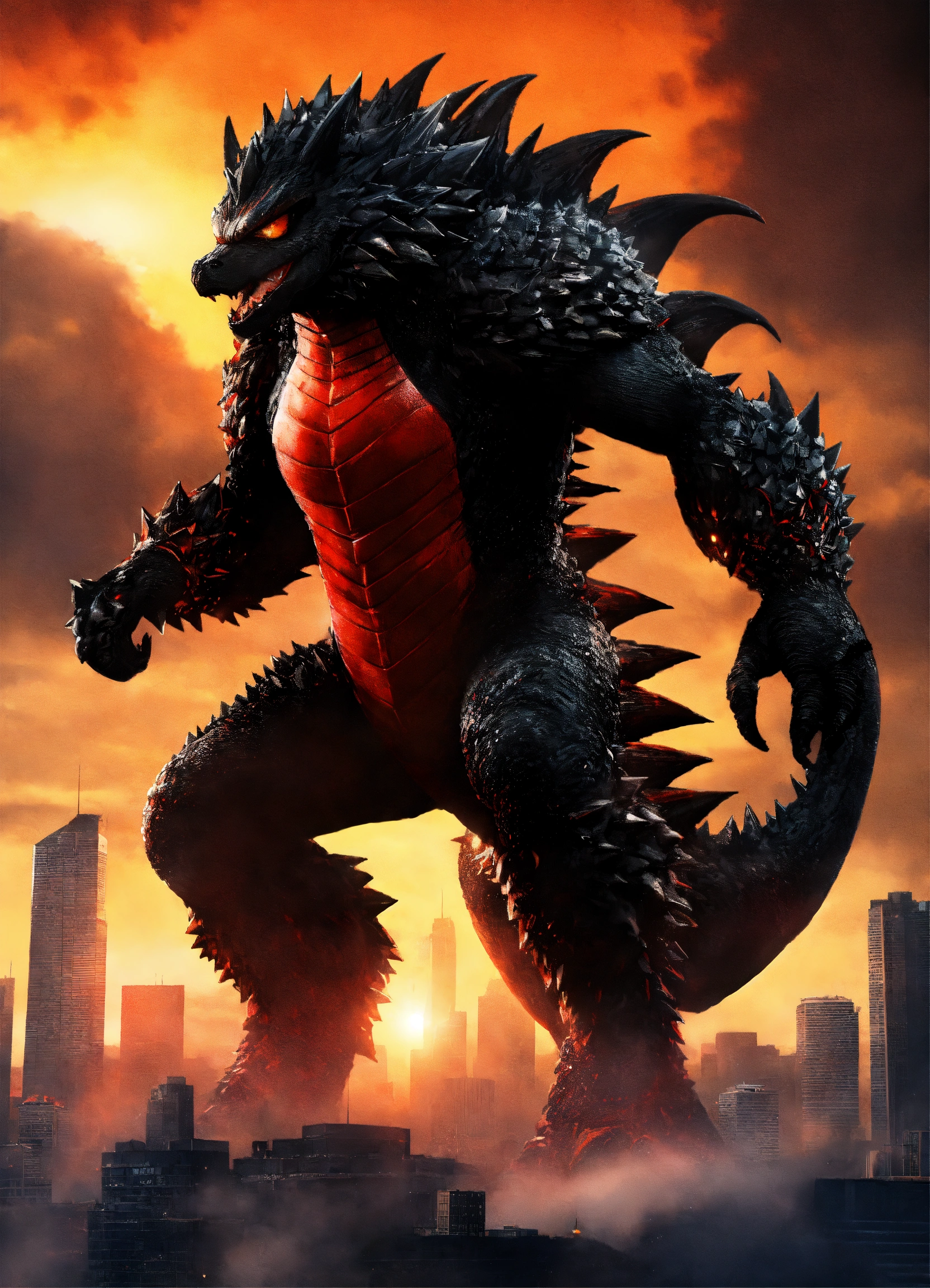 Lexica - Shadow the Hedgehog as godzilla, realistic 4k