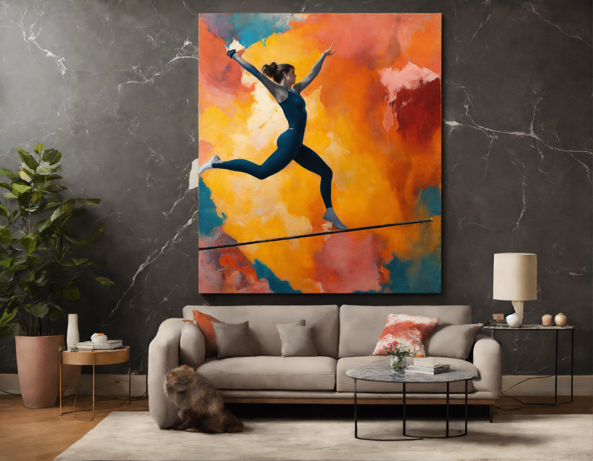 Lexica - Allison stokes pole vault on charcoal, abstract marble modern ...