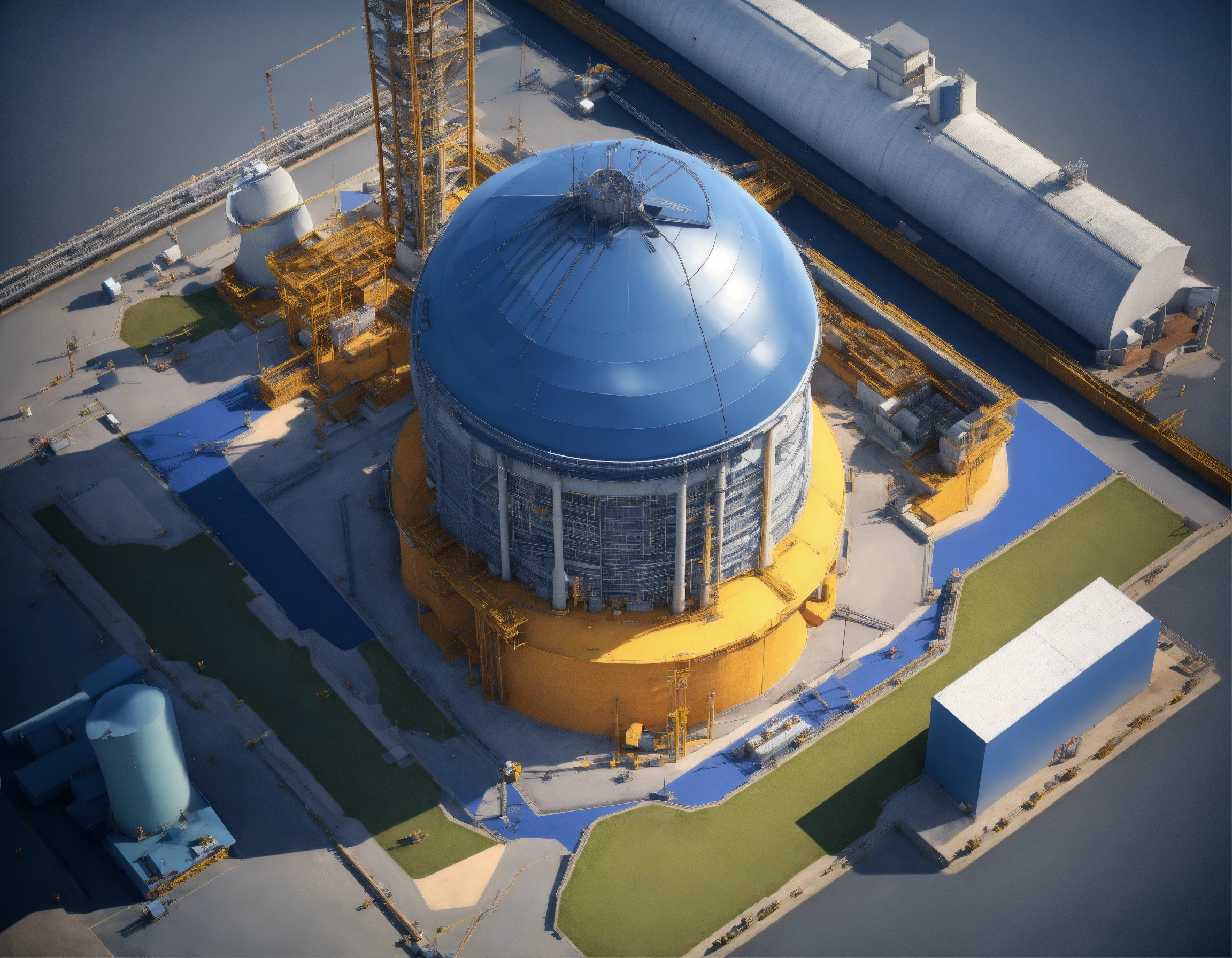 Lexica - Top view of the construction of a nuclear power plant, an atom ...