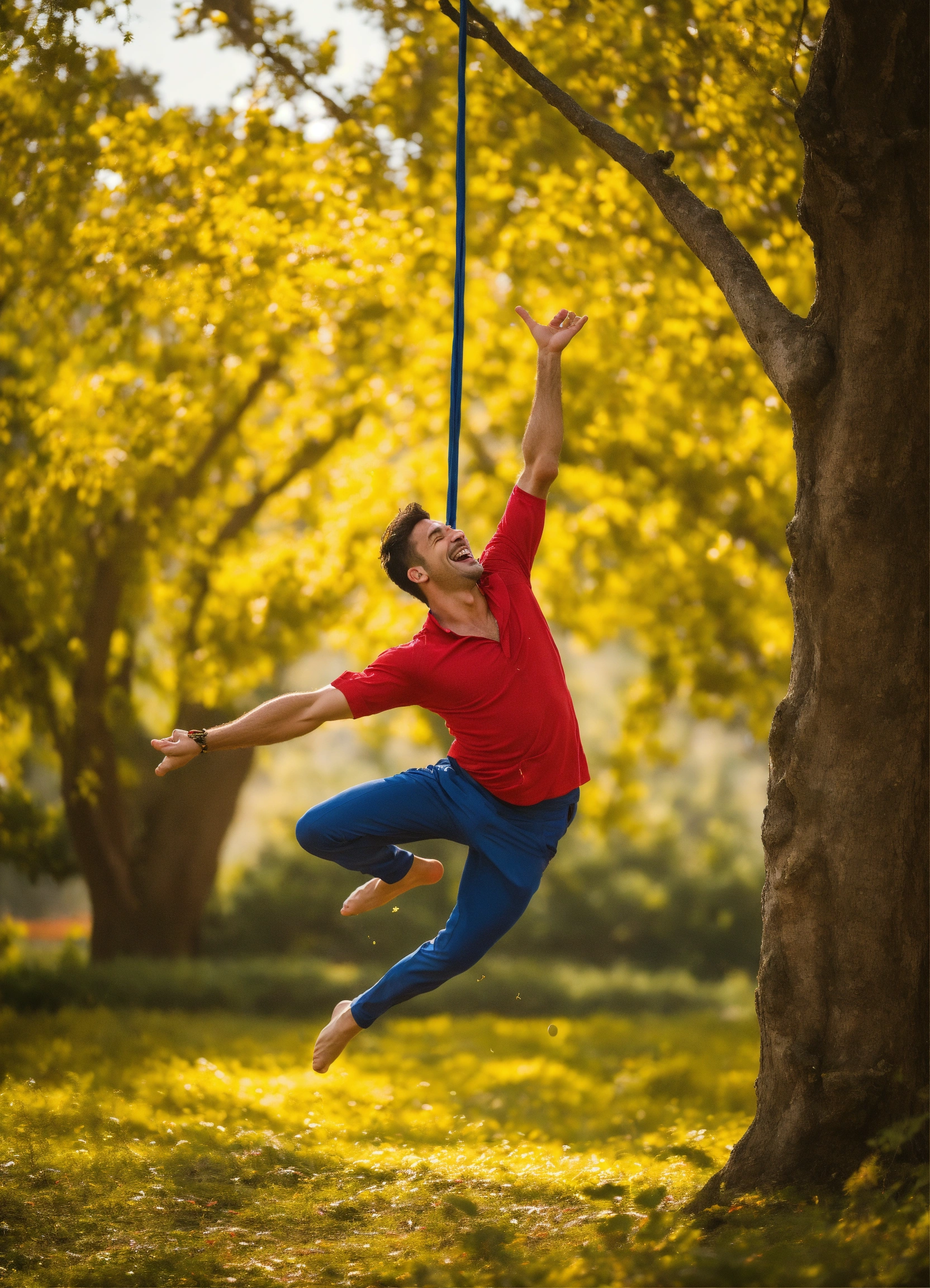 Lexica - "Create an image depicting a joyful man full of life, juggling ...