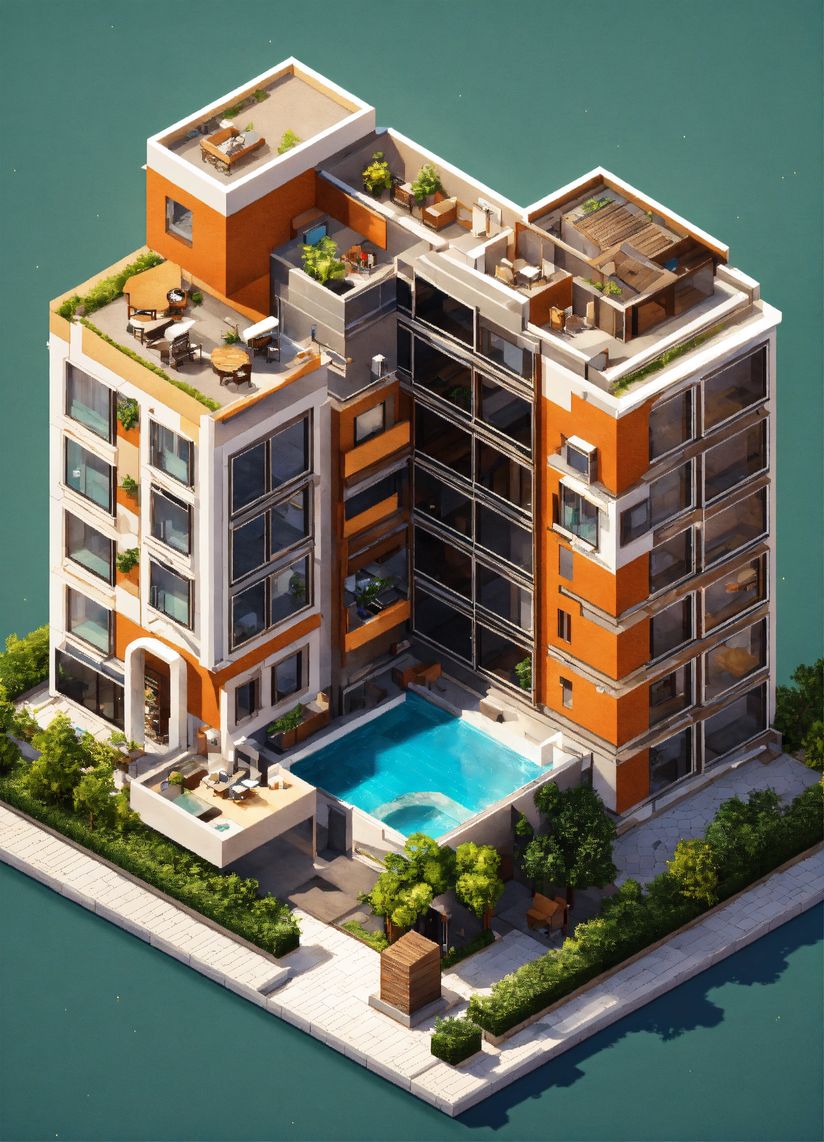 Lexica - Detailed isometric real estate, pixel art, c4d, full focus, isolated background