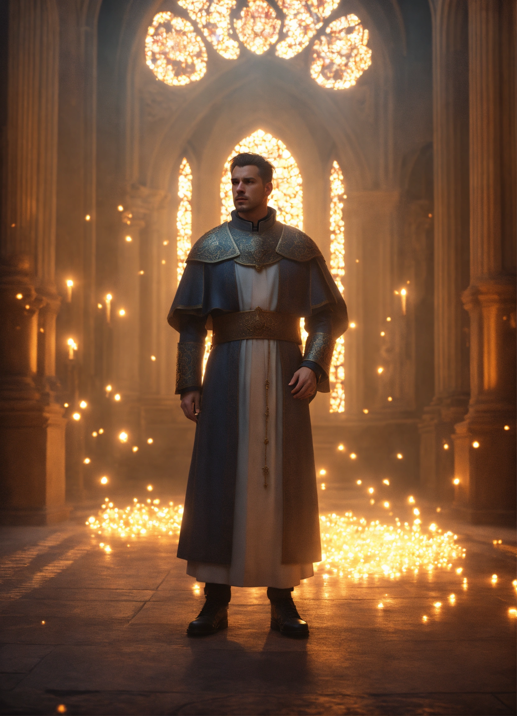 Lexica - A realistic full body portrait of a male saintly cleric, holy ...