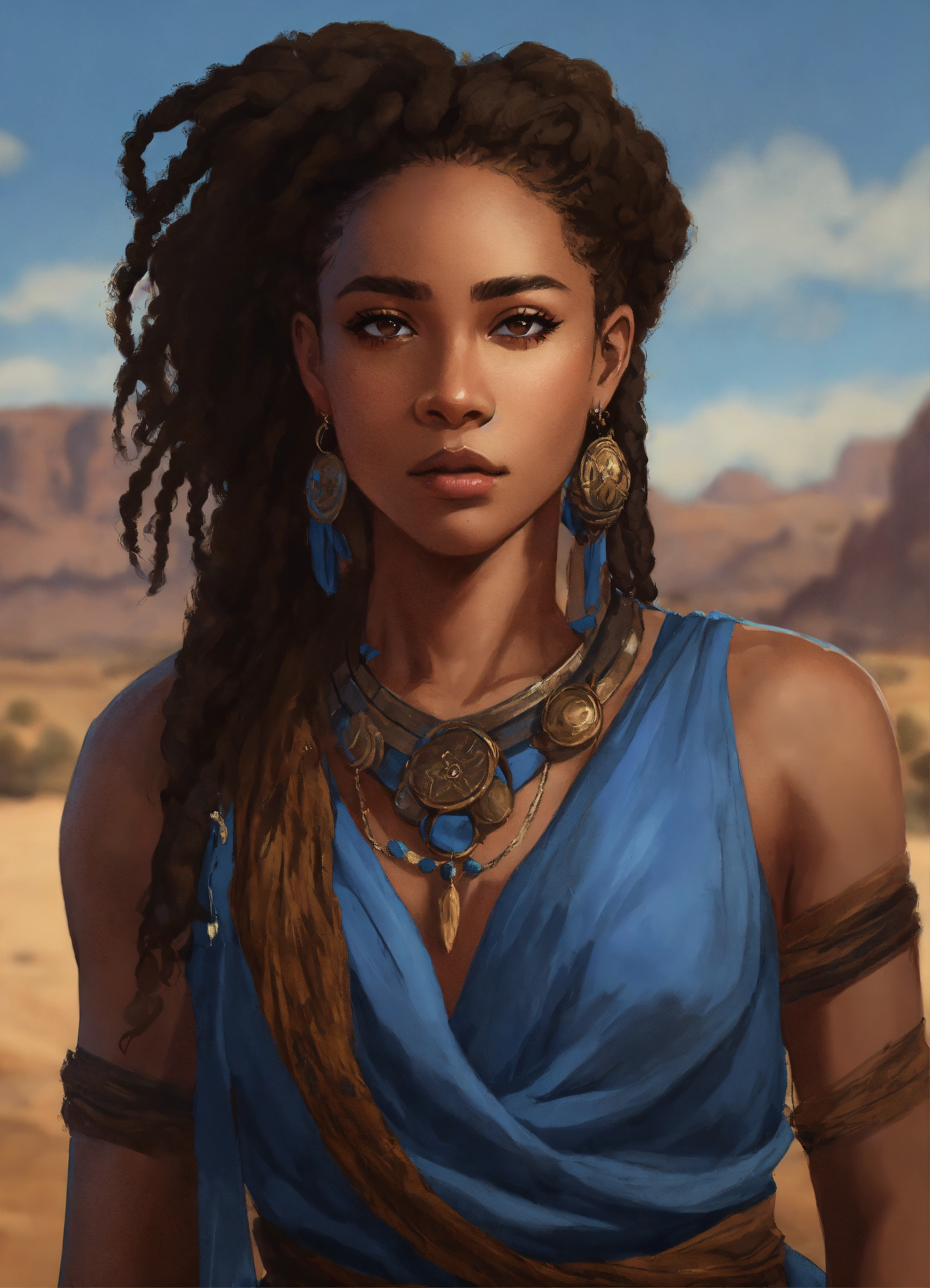 Lexica - Portrait of light skin black woman, age 20, dark brown hair ...