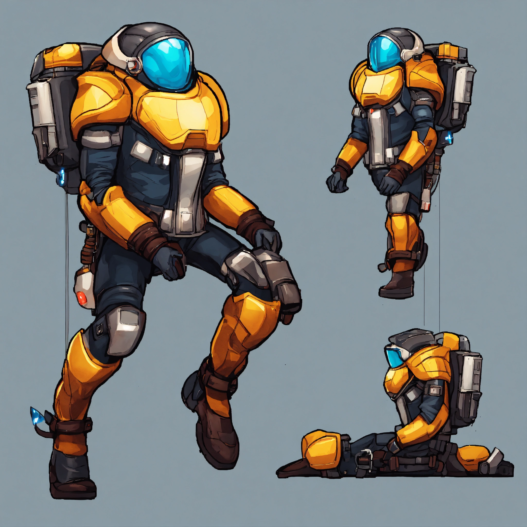 Lexica - 2d jetpack. comic theme, right side view, for a 2d side ...