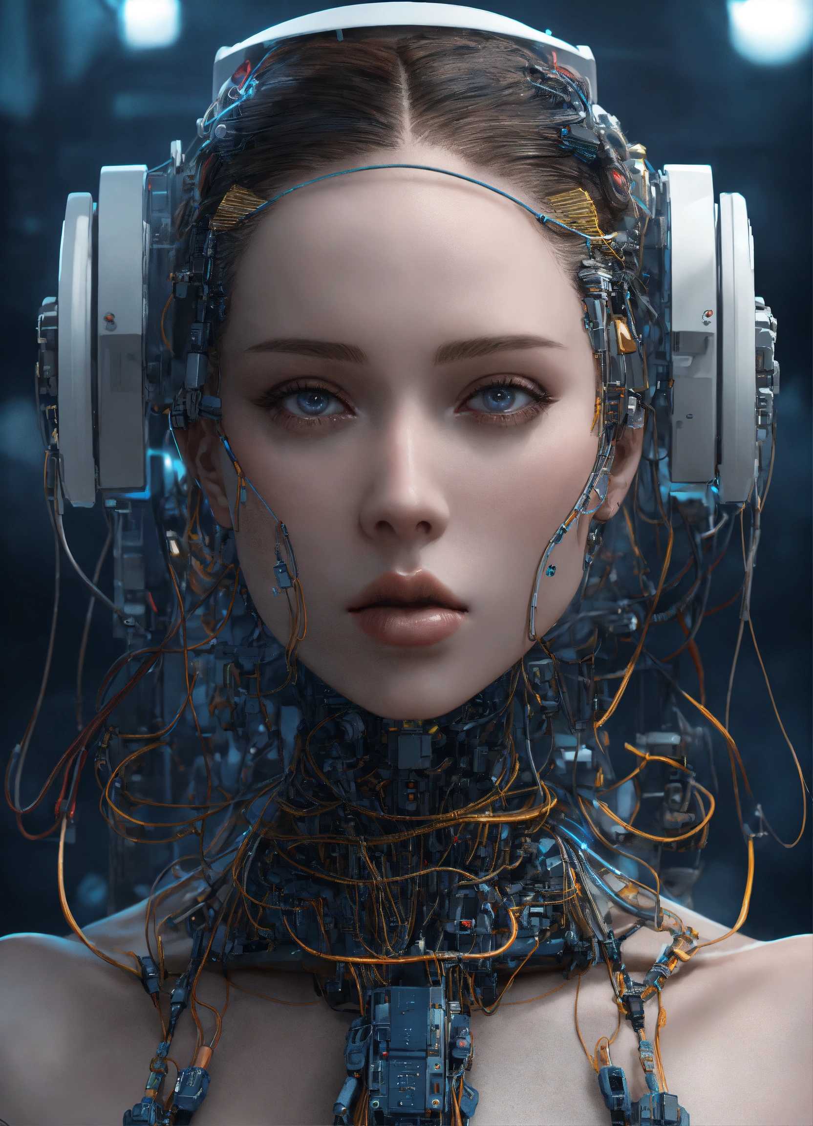 Lexica - Portrait of a robot girl, enormous lips, transparent neck ...