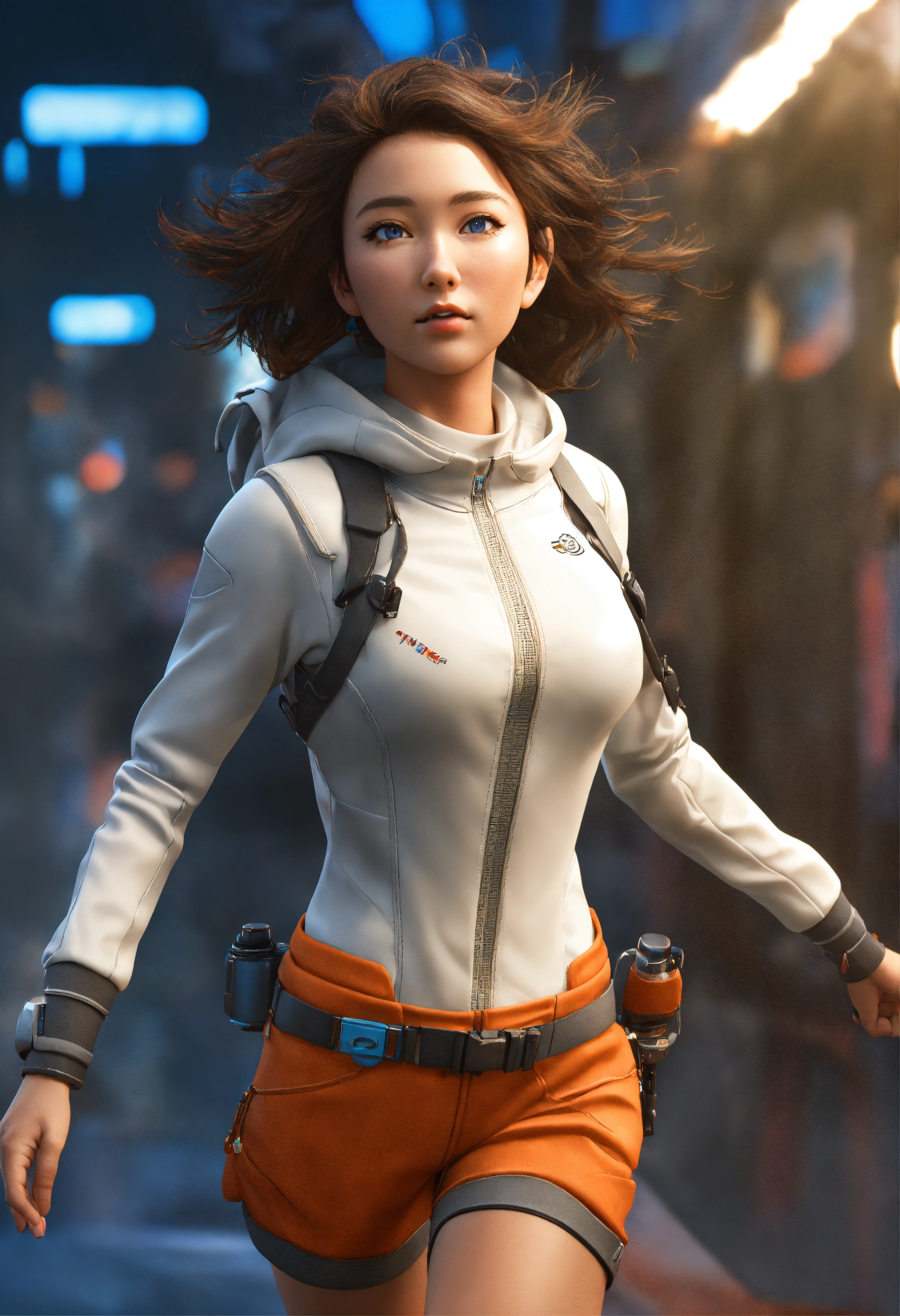 Lexica - 3D rendered, realistic 2020s sci-fi extroverted female, full ...