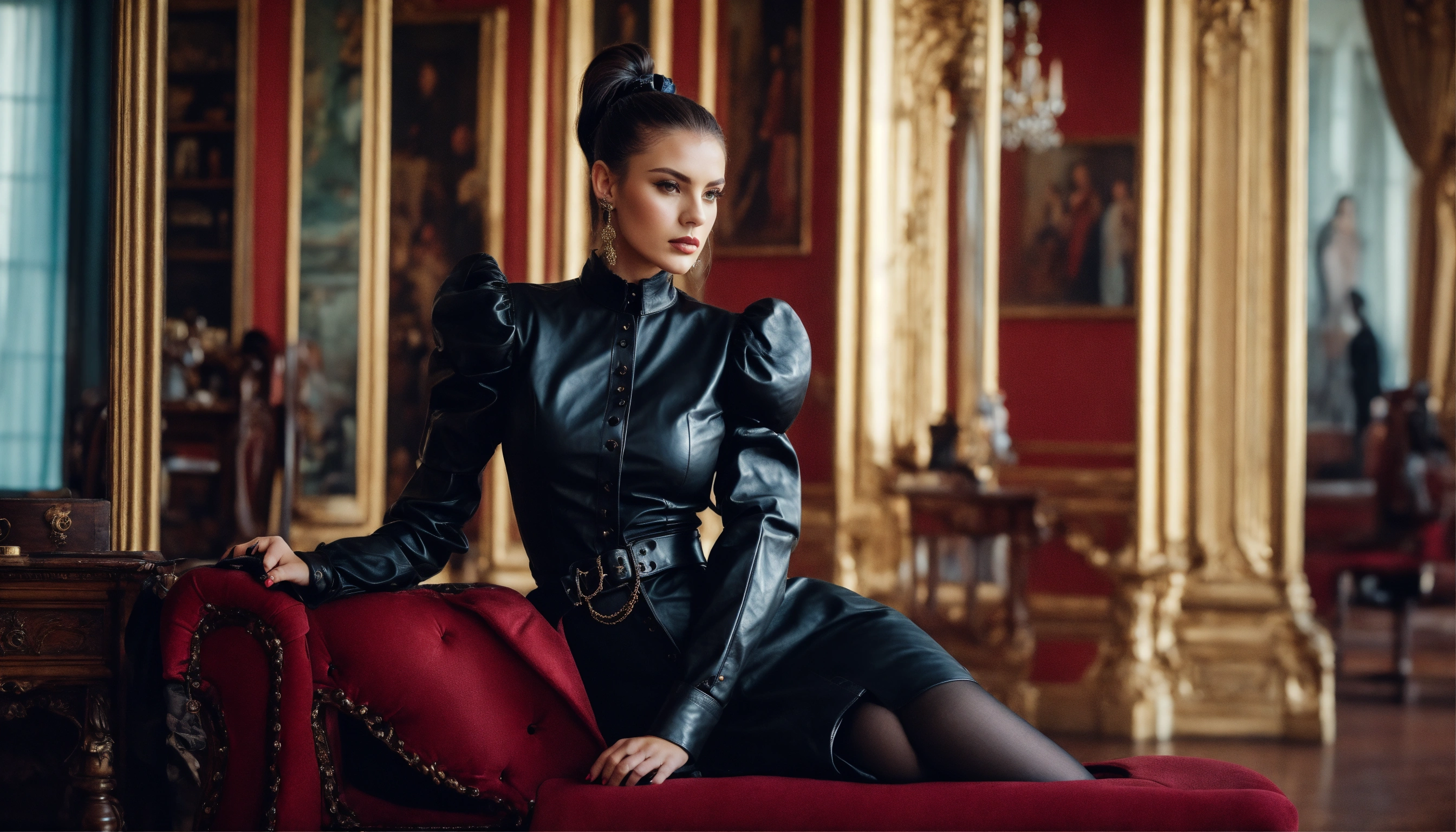 Lexica - Stunning european mistress woman fashion model sitting ...