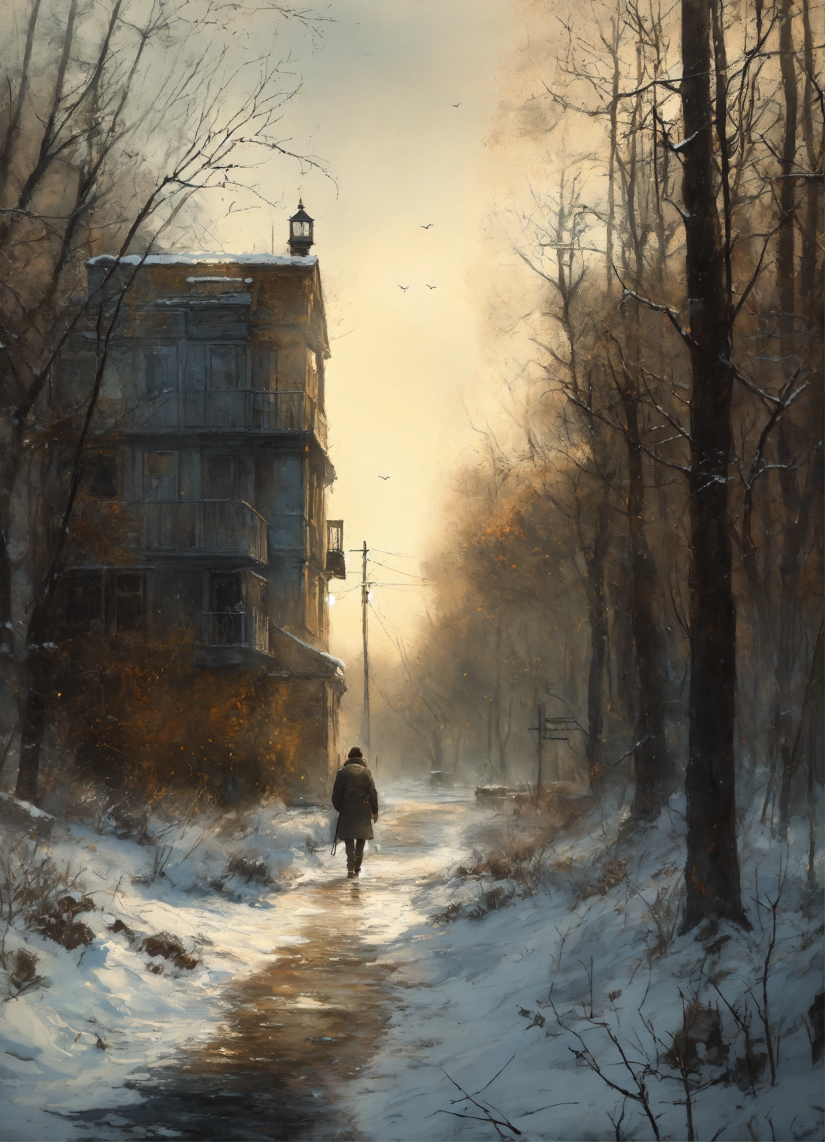 Lexica - The scene in Tarkovsky movie Stalker, winter, Ink, trending on ...