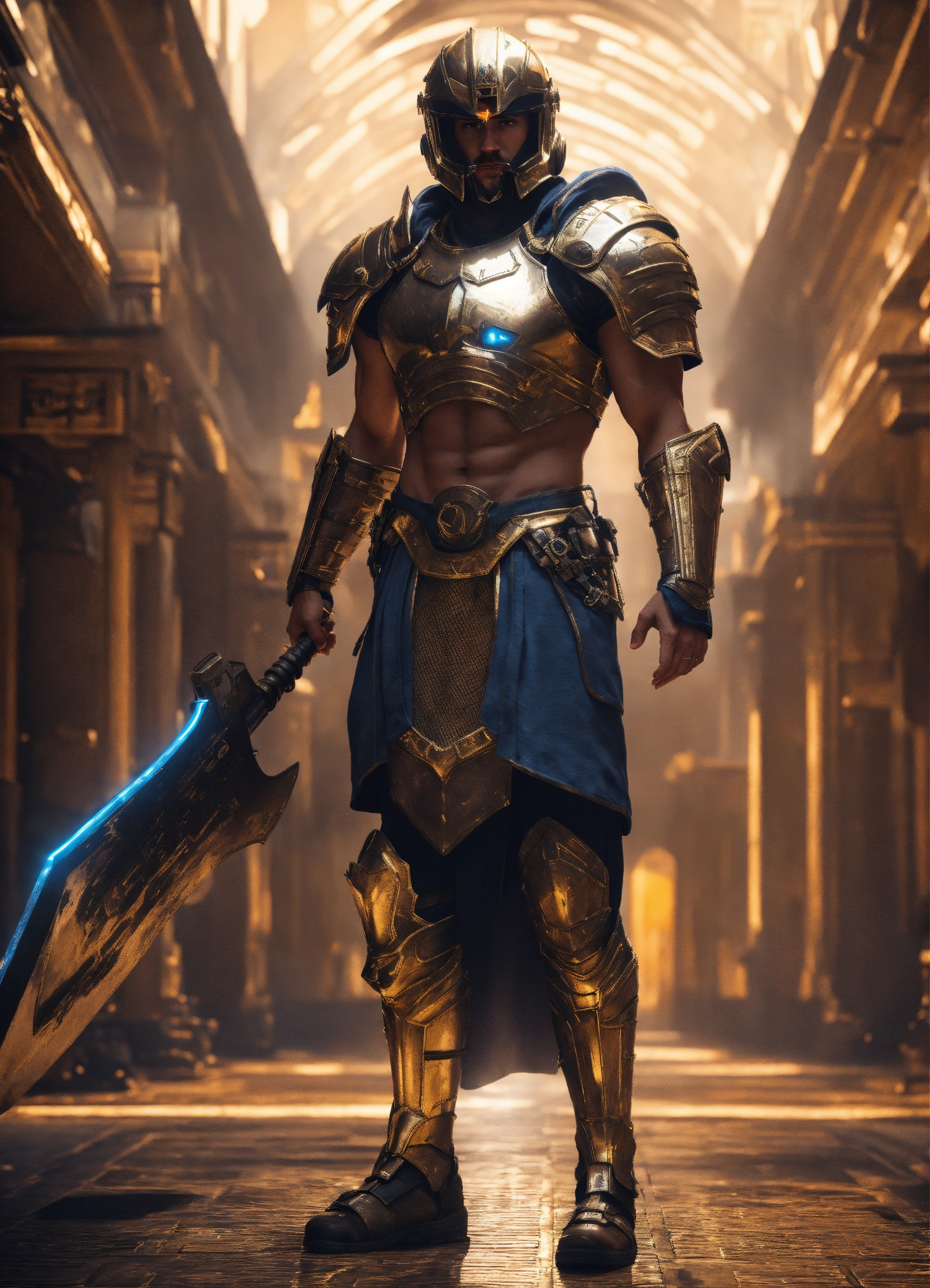 Lexica - Full body of a sci fi gladiator, male, slender body ...