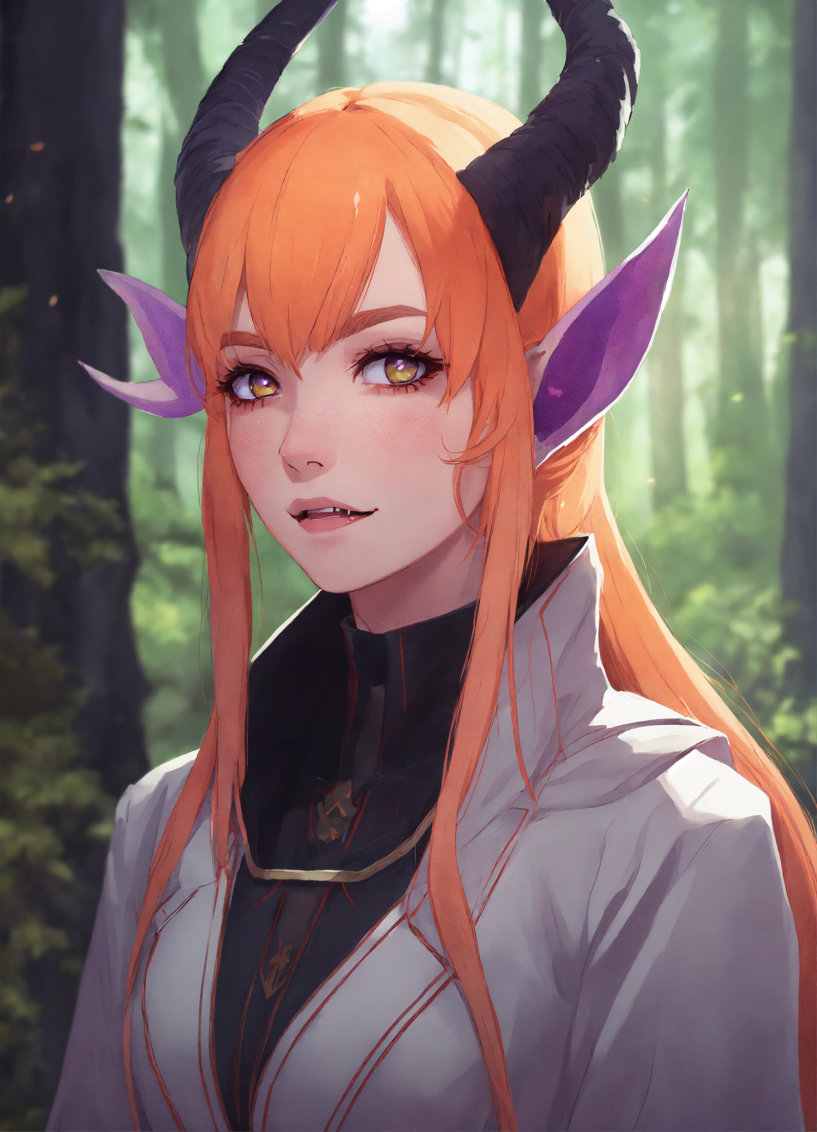 Lexica - 2d baobhan sith anime girl, pastel orange hair, violet eyes ...