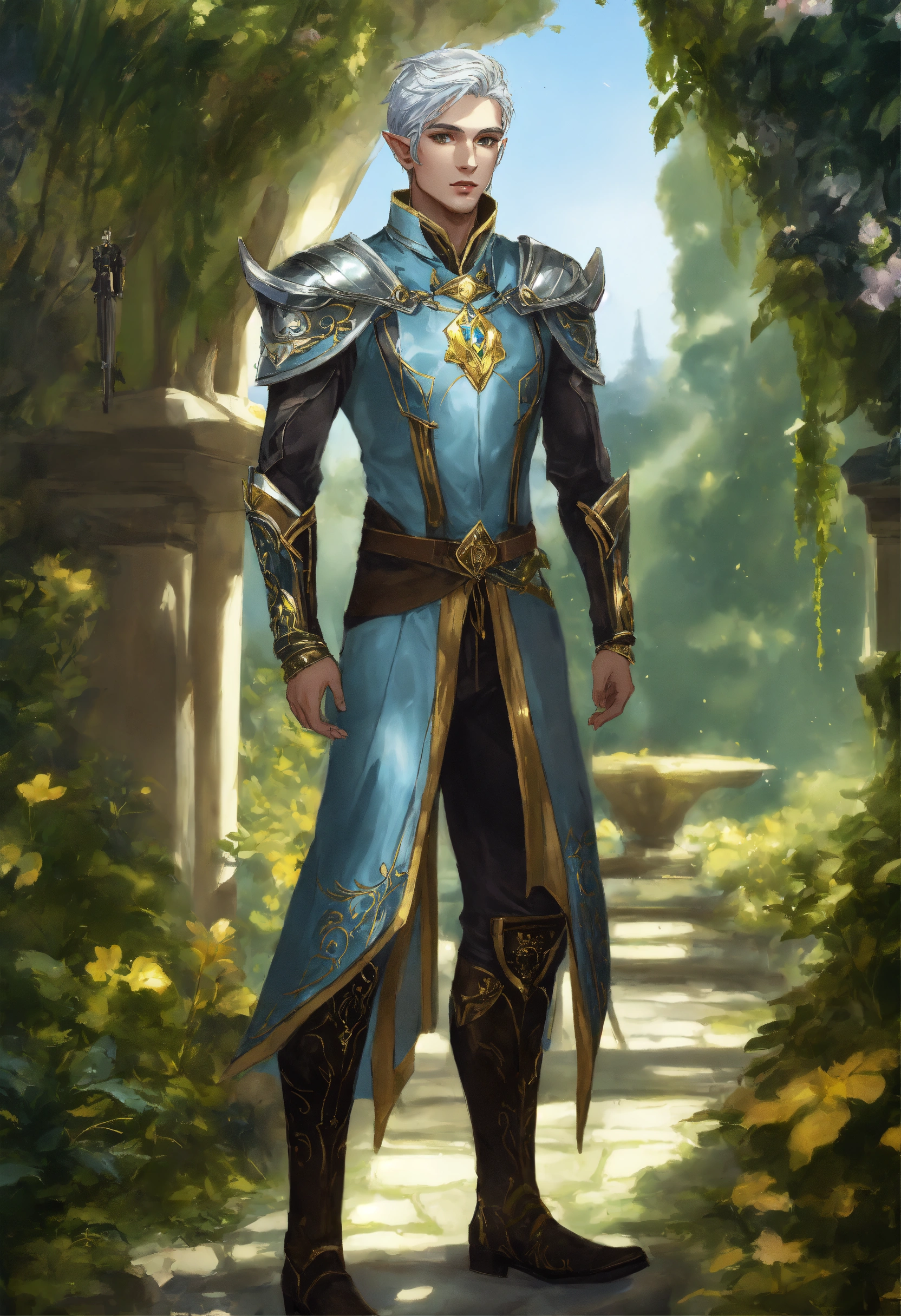 Lexica - Drawing of an elf, royalty, sci fi, cybernetic, black and ...