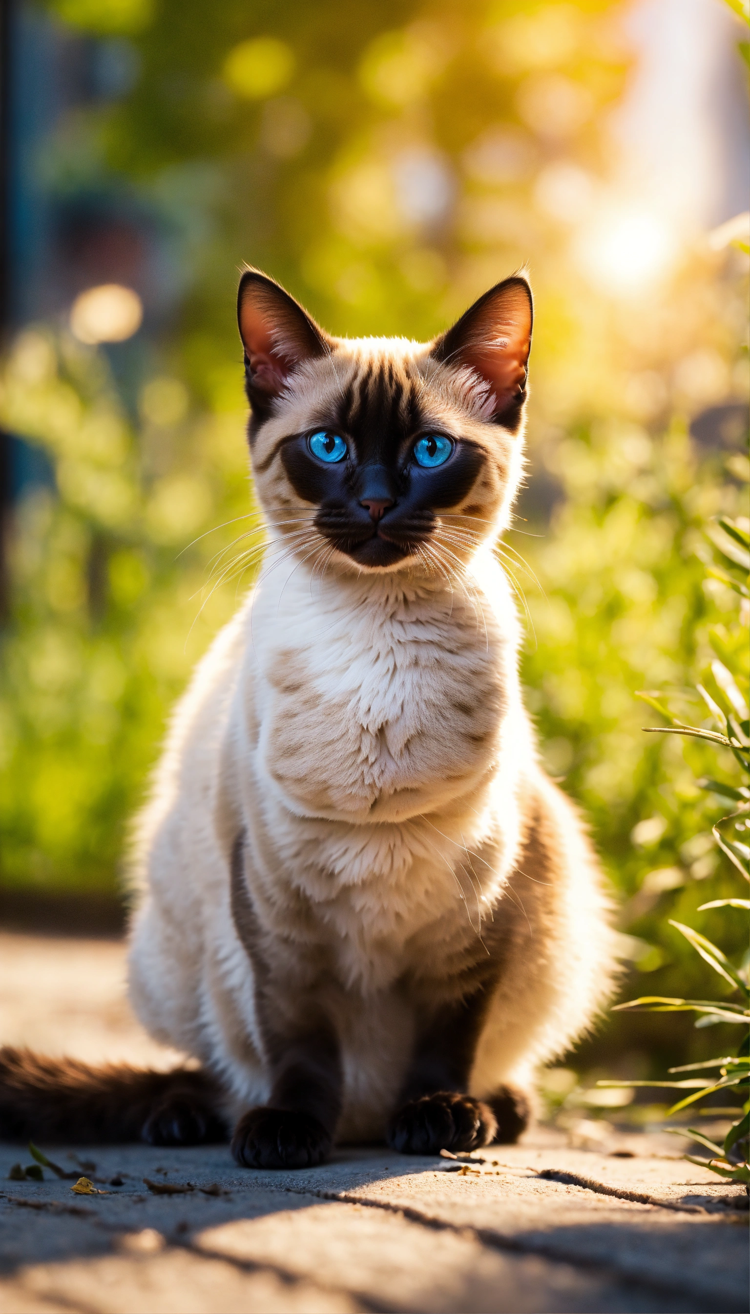 Lexica - On a bright sunny day, there is a beautiful little Siamese cat ...