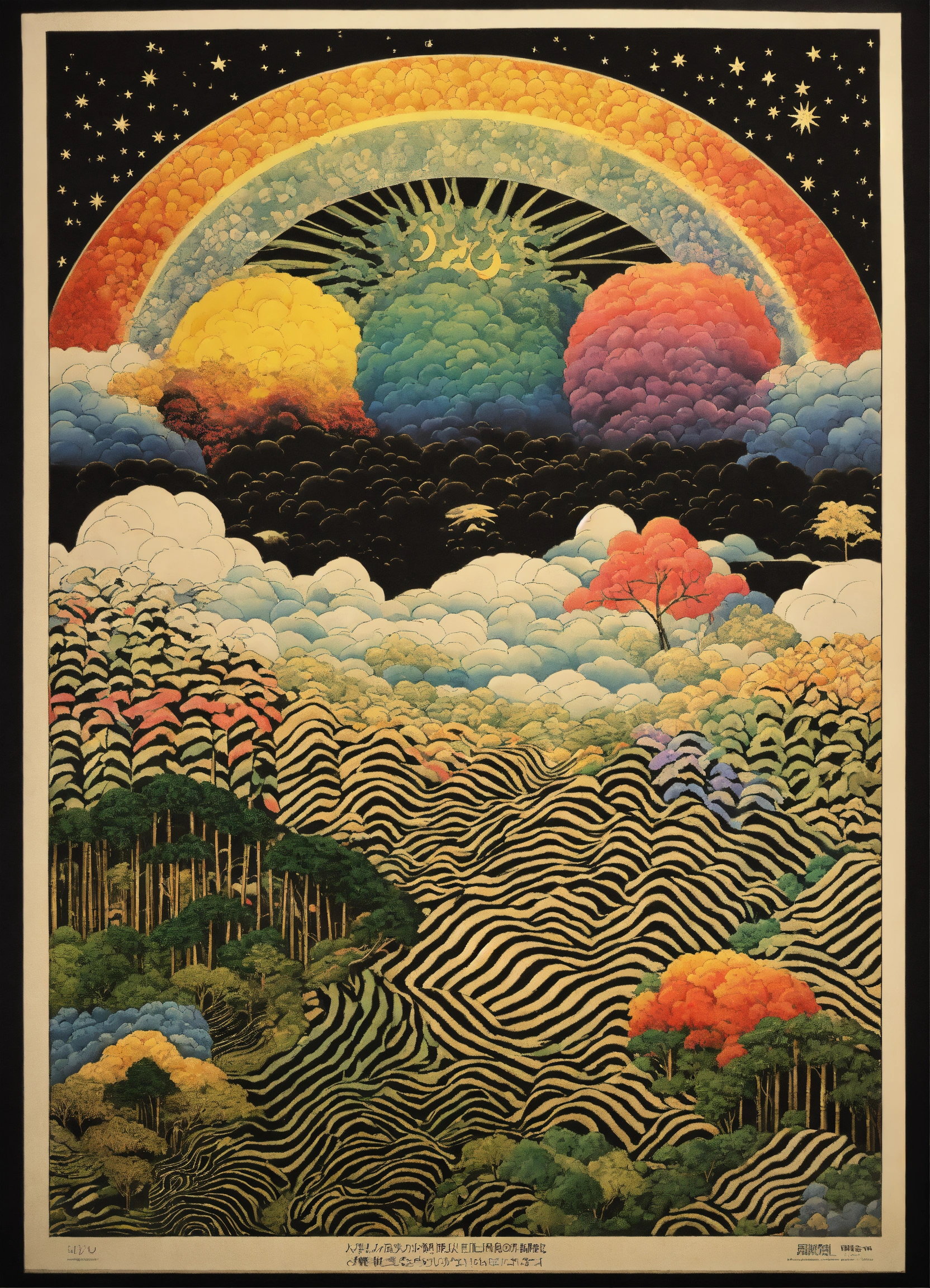 Lexica - Japanese vintage poster, psychedelic illusions, cosmic realm ...