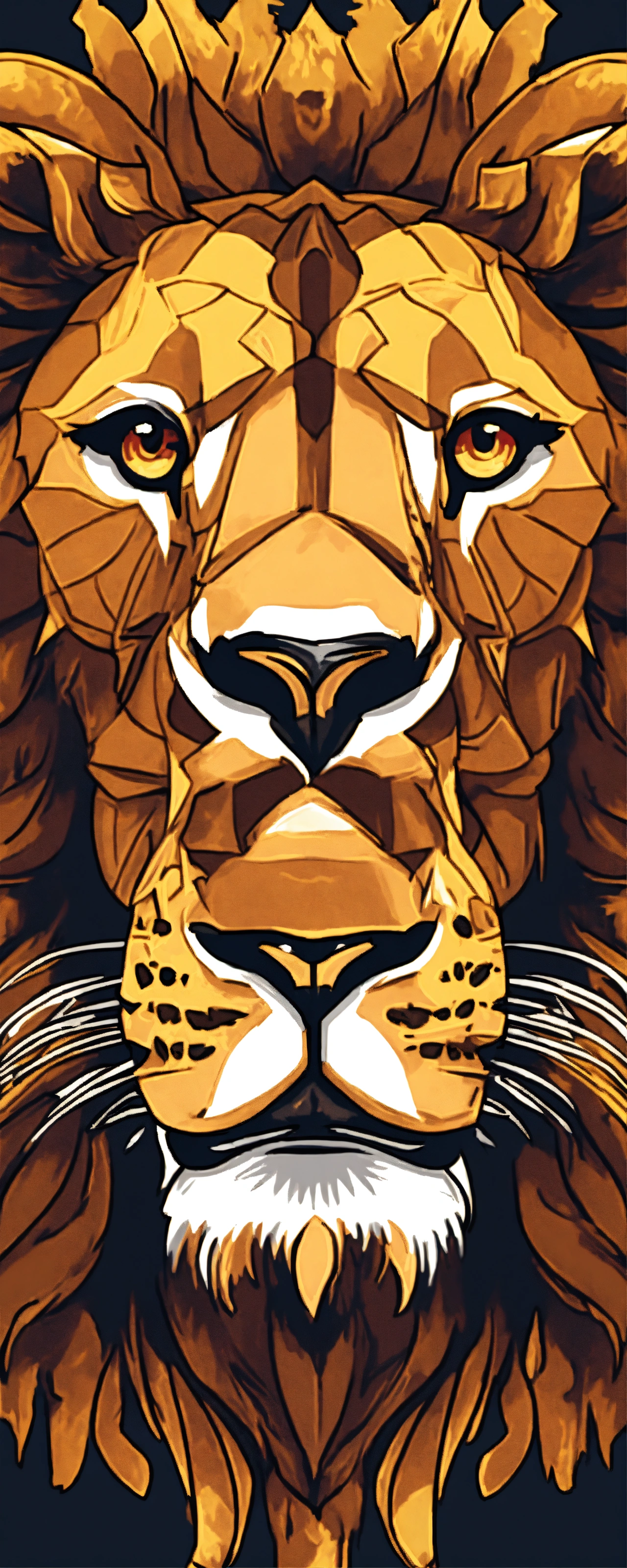 Lexica - Vector vertical tattoo lion