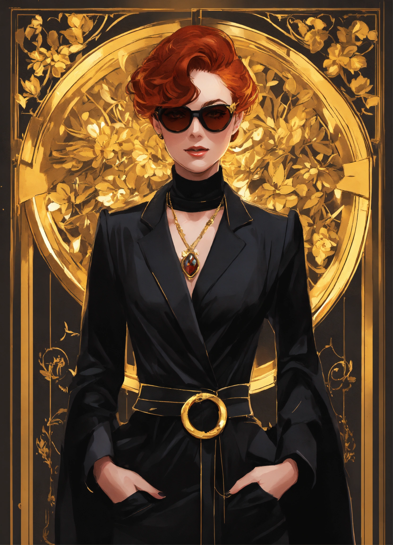 Lexica - Good omens as woman, female Crowley wearing black clothes suit ...