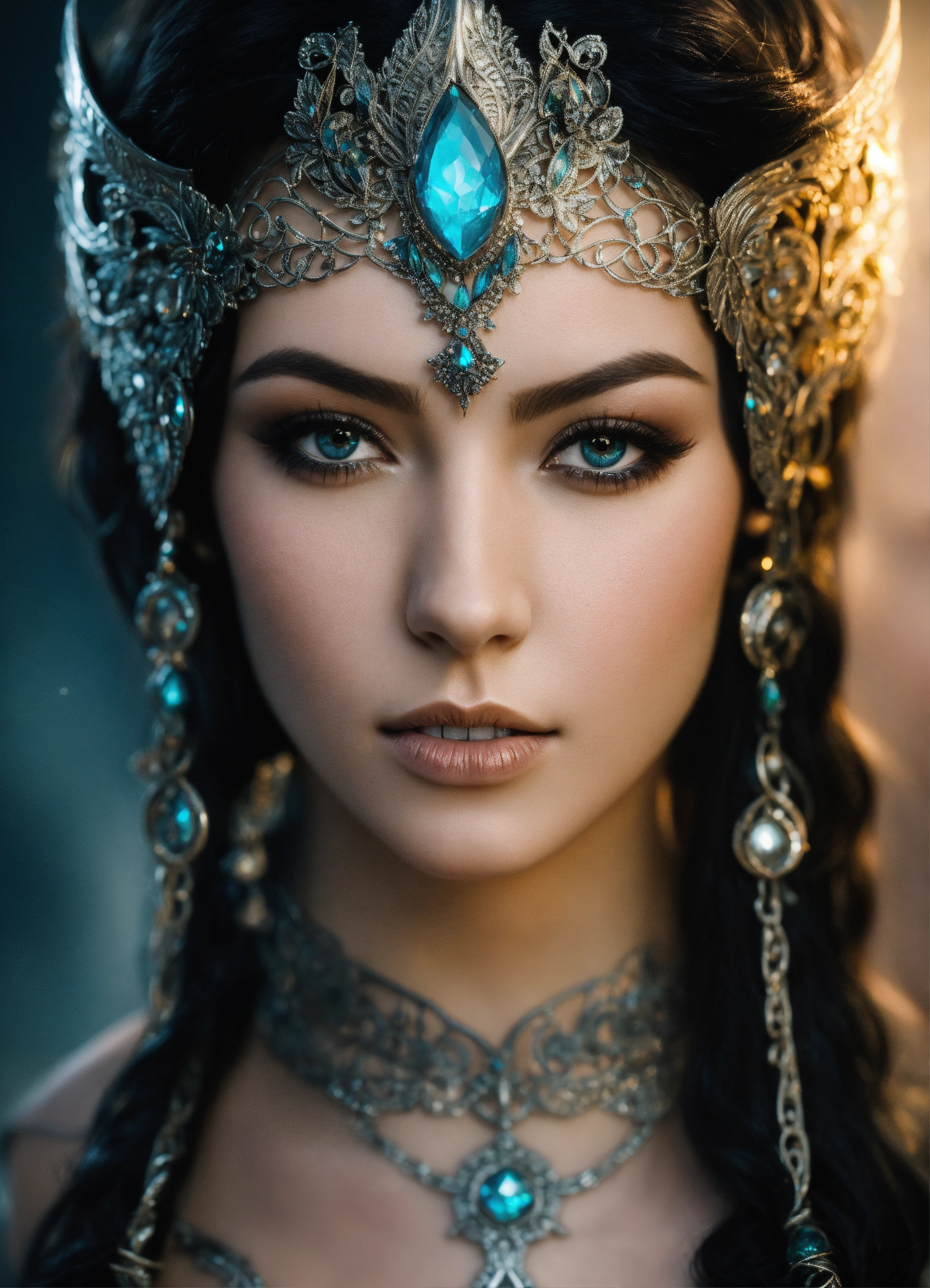Lexica - Beautiful elven woman with black hair and silver eyes