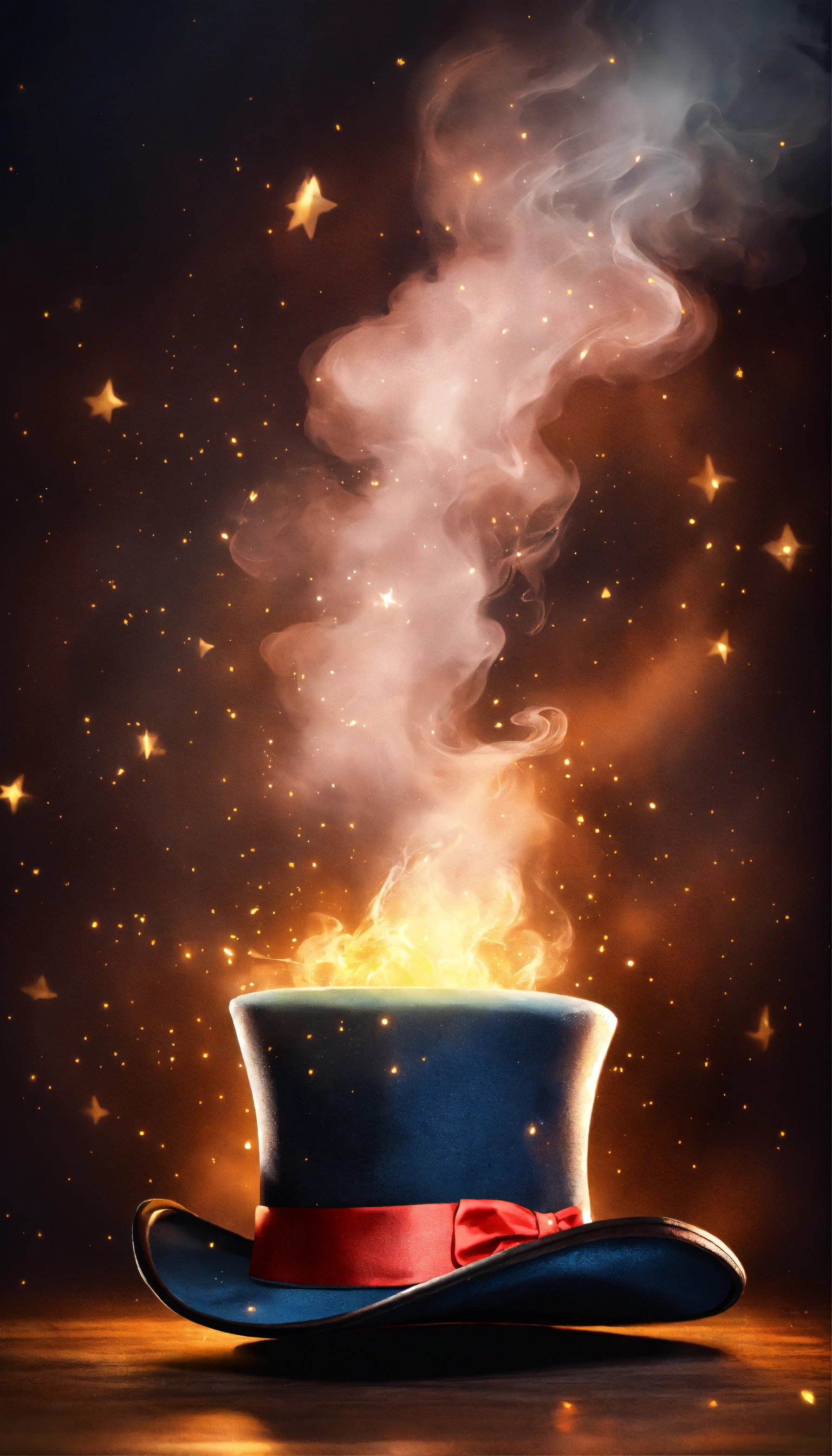 Lexica - A magician's top hat from which a house with smoke and star ...