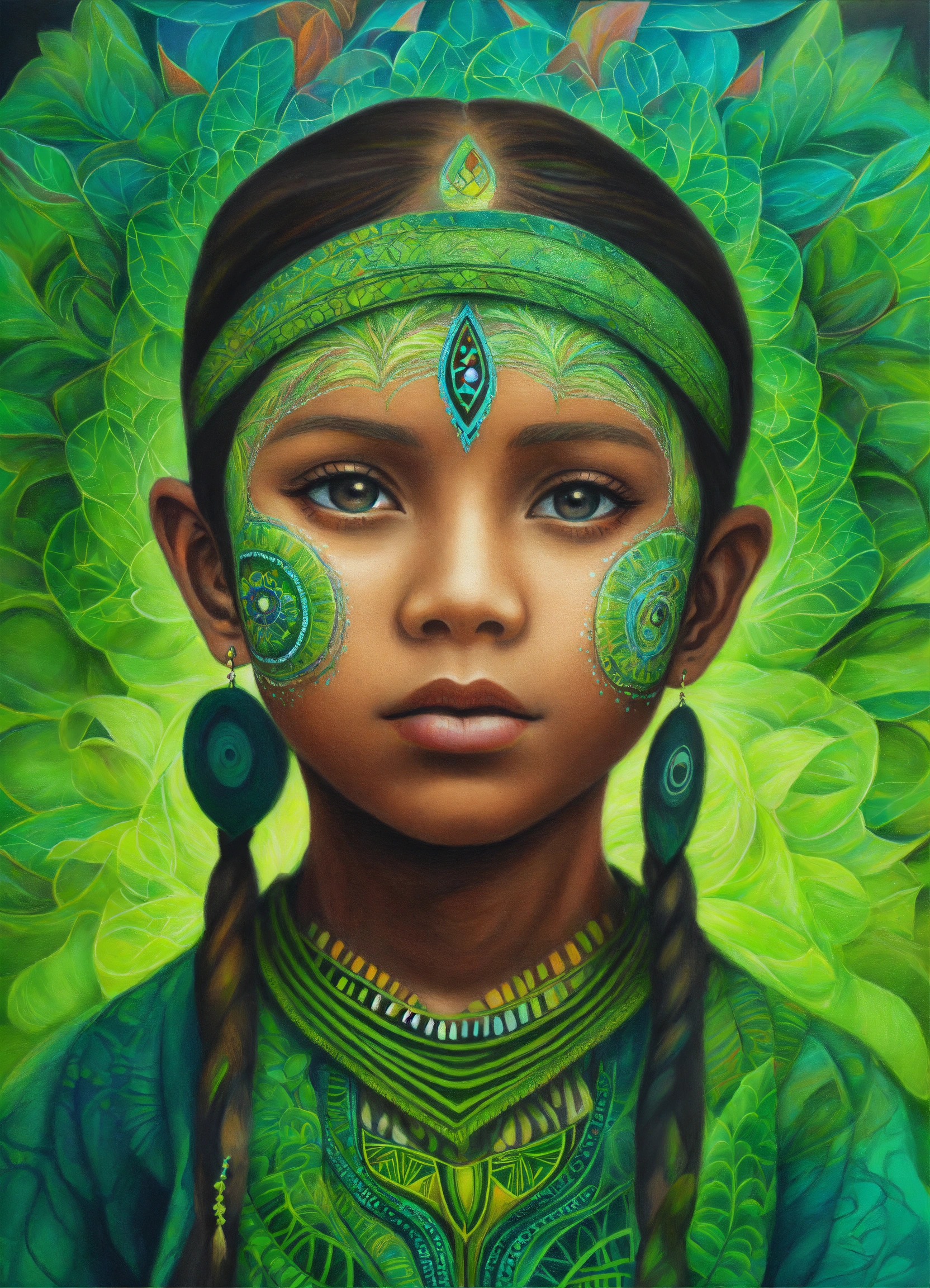 Lexica - Colored pencil drawing of a beautiful indigenous child. green ...