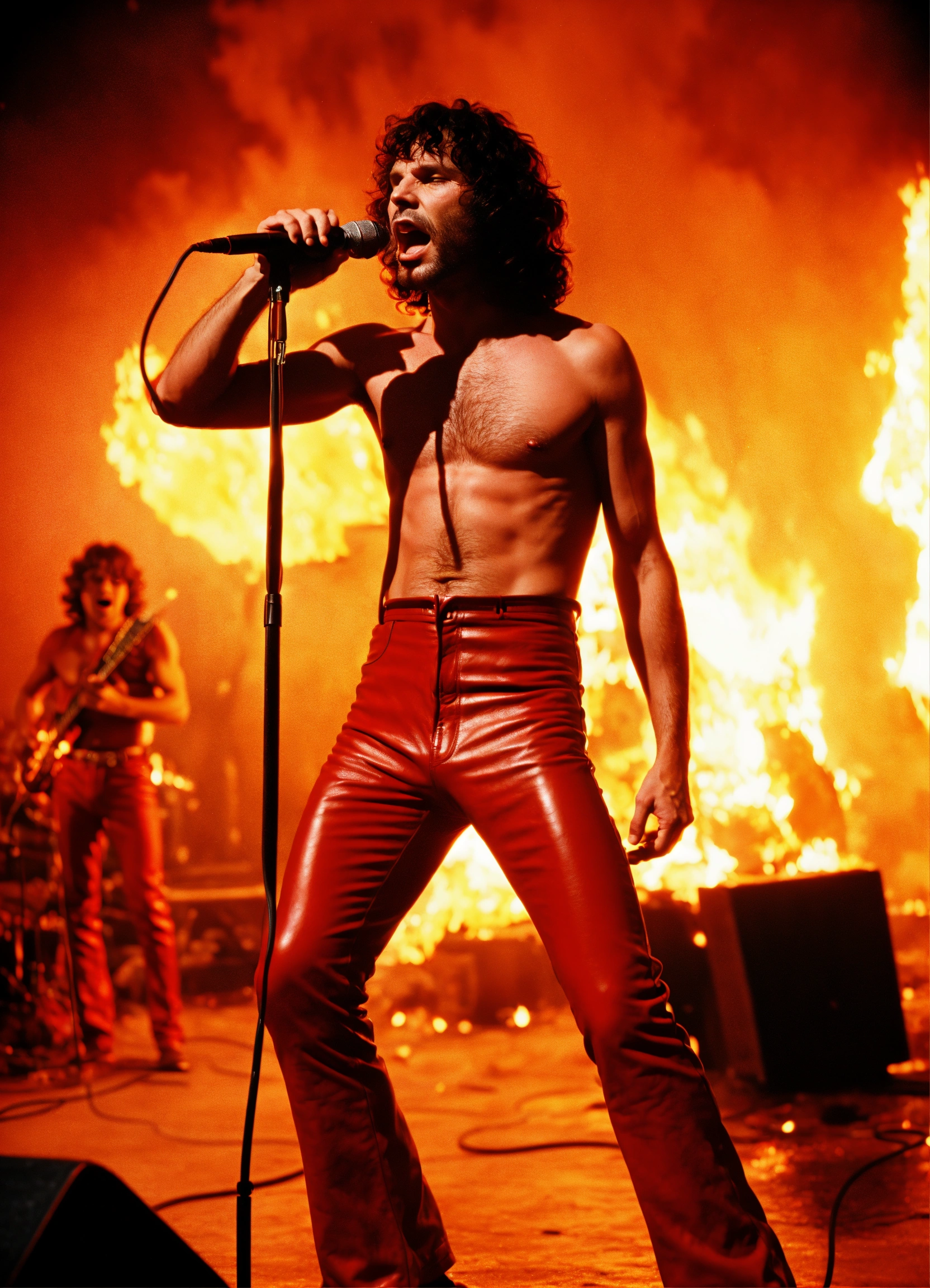 Lexica - Shirtless Jim Morrison of the Doors as the Lizard King in red ...