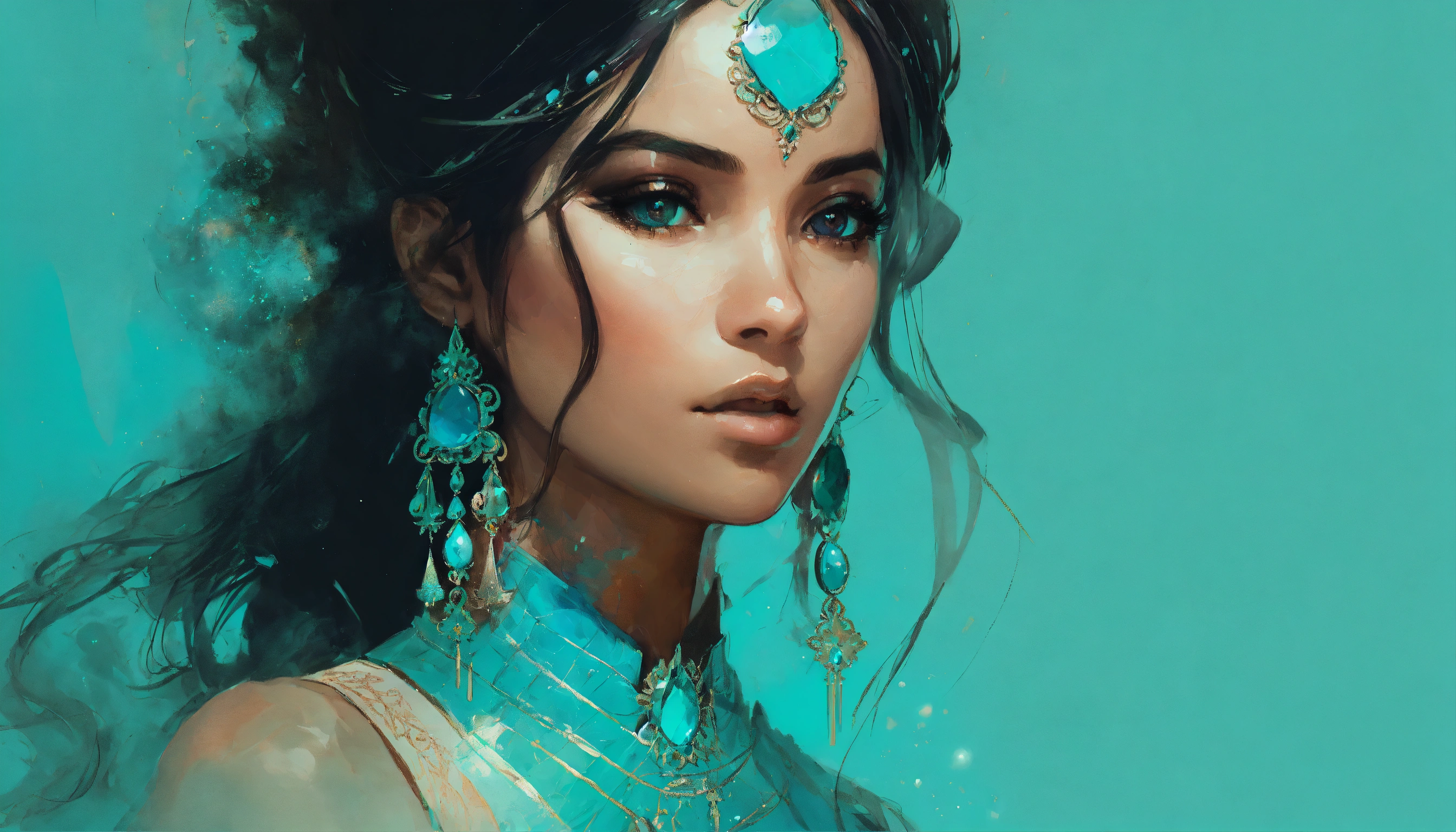 Lexica - Front facing portrait of gorgeous Princess Jasmine shiny aura ...