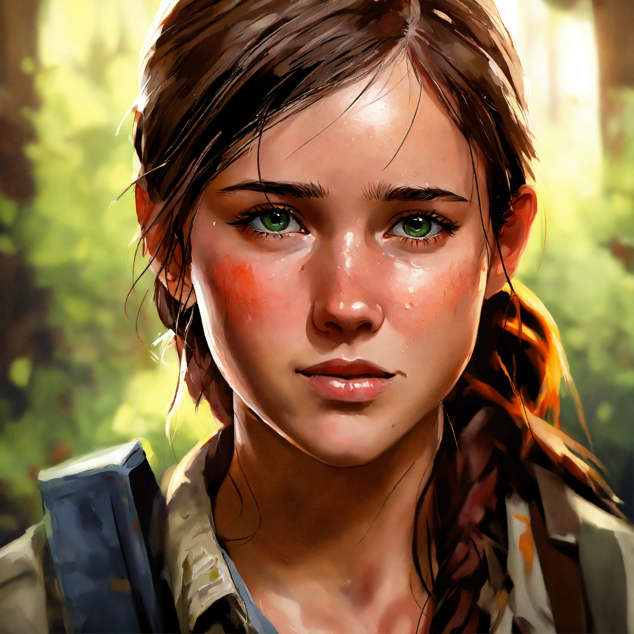 Lexica - Ellie from movie Last of Us, realistic cartoon oil paint, 2D ...