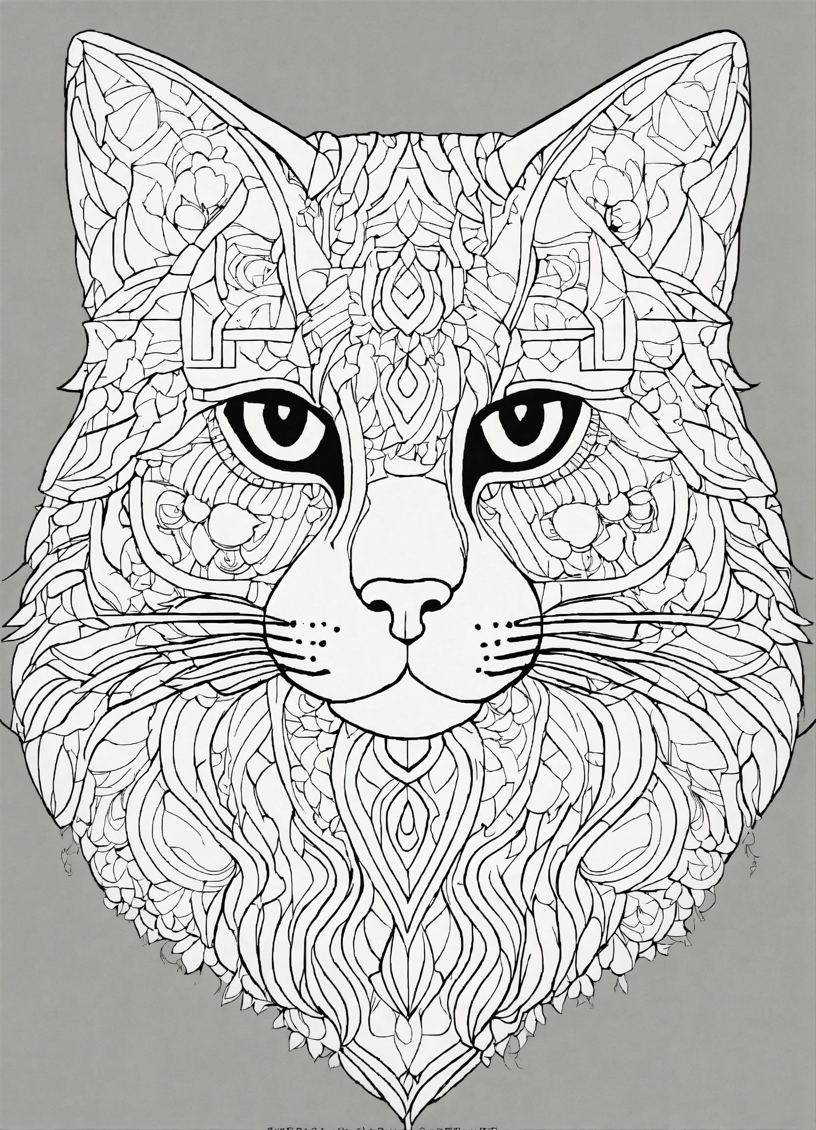 Lexica - Coloring page for adults, bold lines, dark lines, mandala cat ...