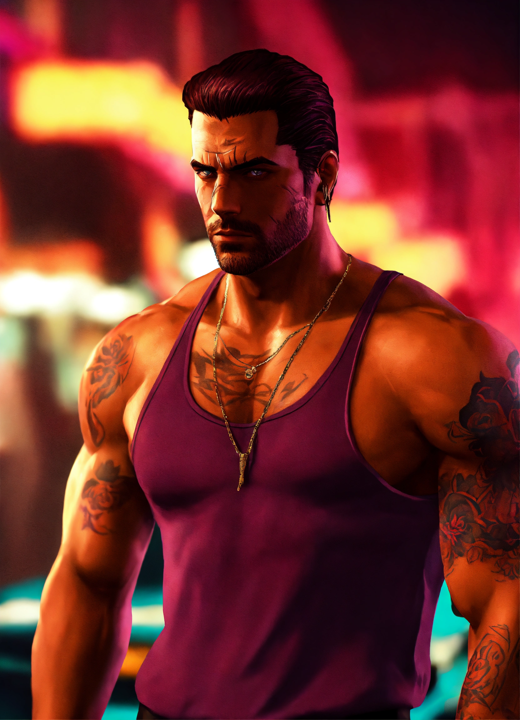 Lexica - A gangsta with scar, tattoo, revenge, man, fearless, greek god ...