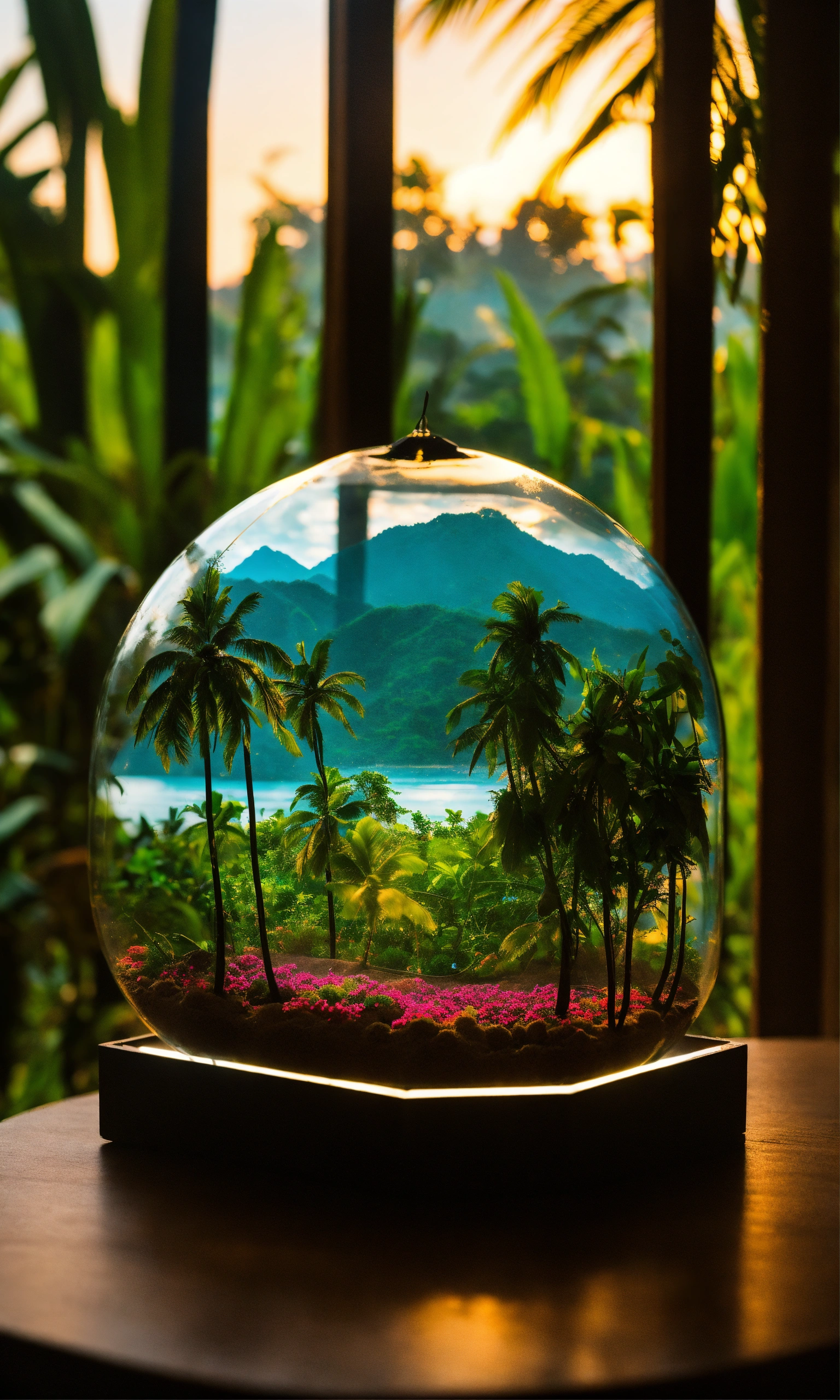 Lexica - Kerala nature scene inside a glass terrarium,coconut tree ...