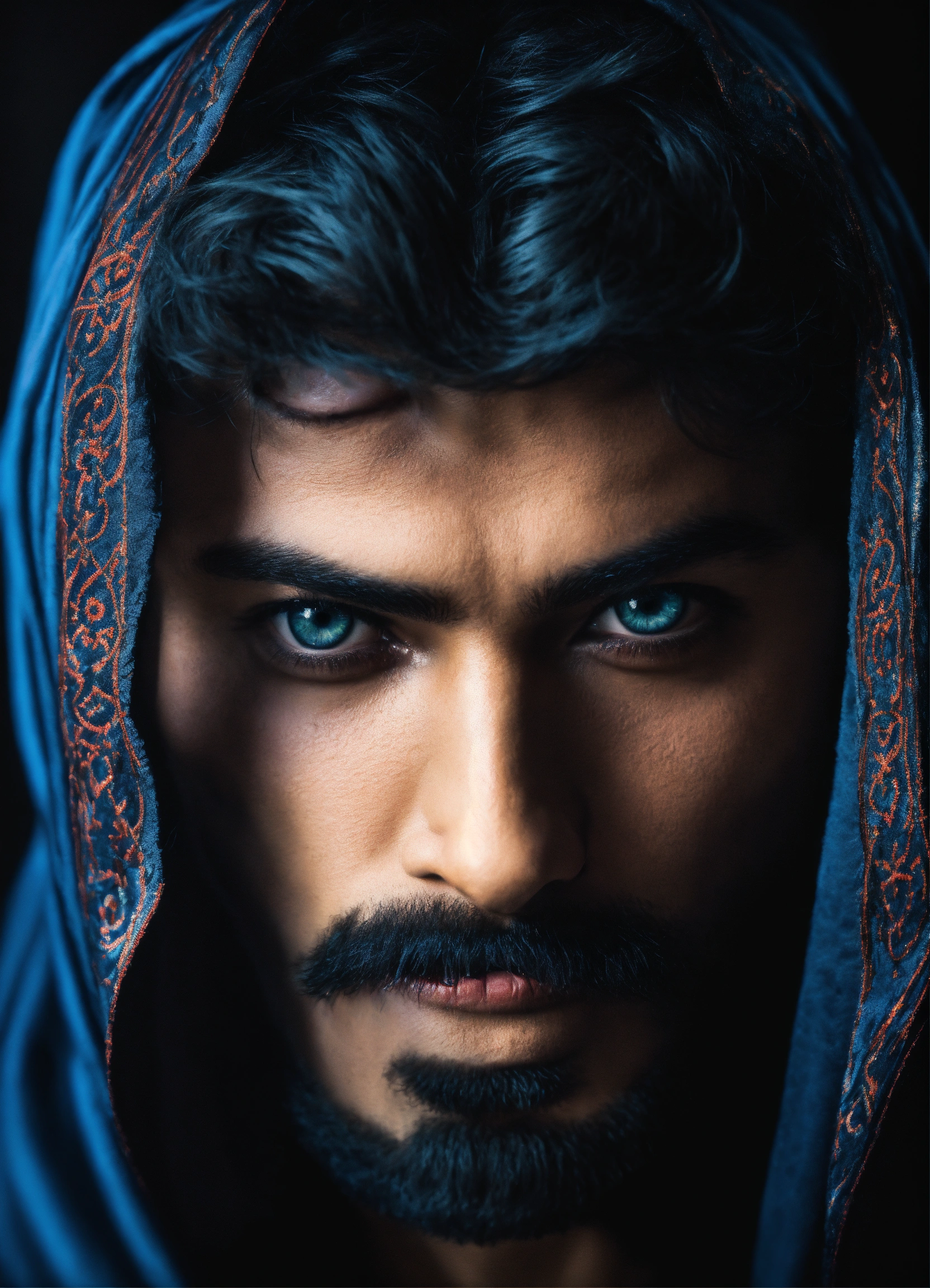 Lexica - Dark, mysterious and dramatic headshot of a handsome Arabic ...