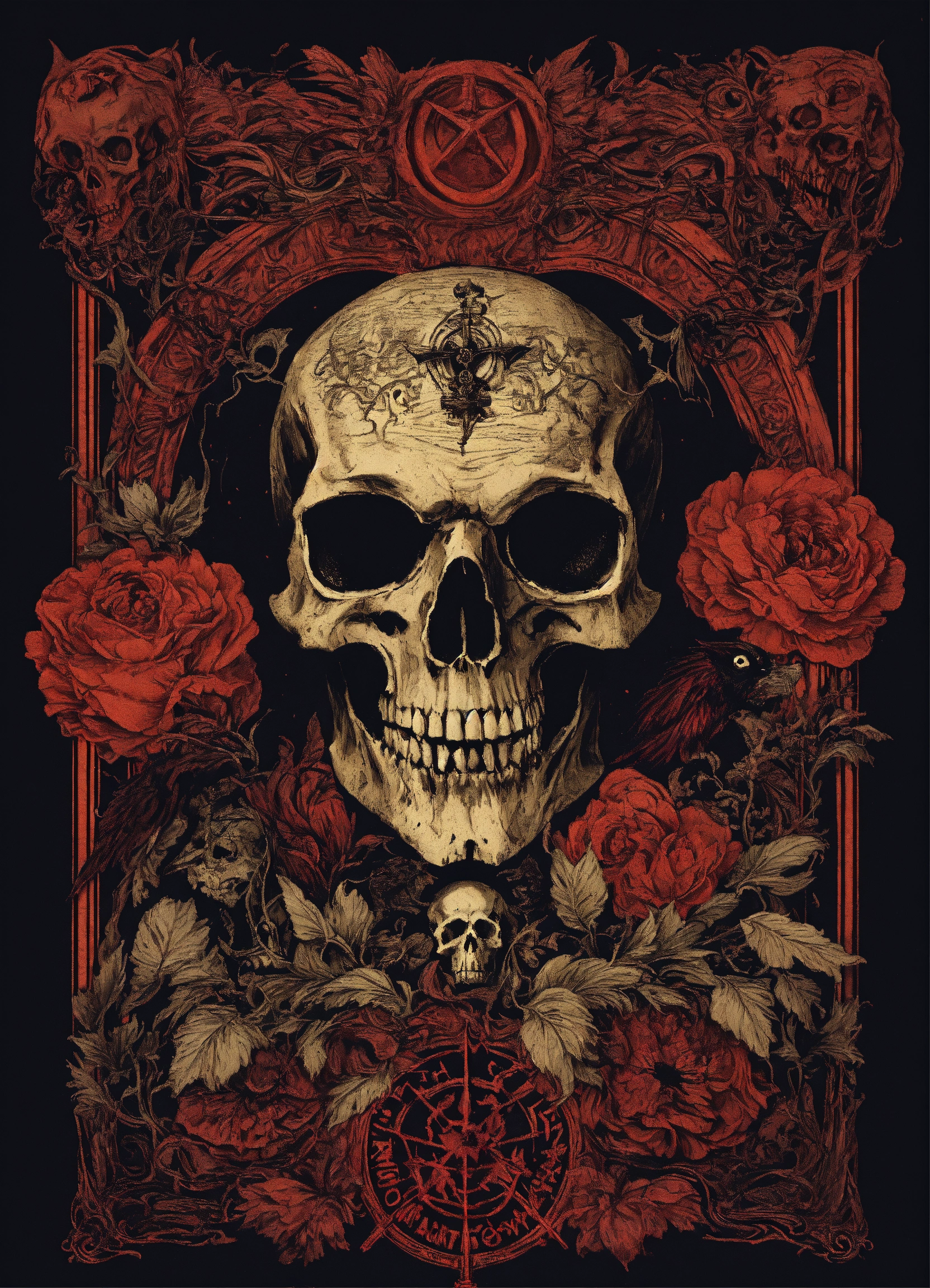 Lexica - Middle Age style, satanic symbols, angry vampire skull, crow ...