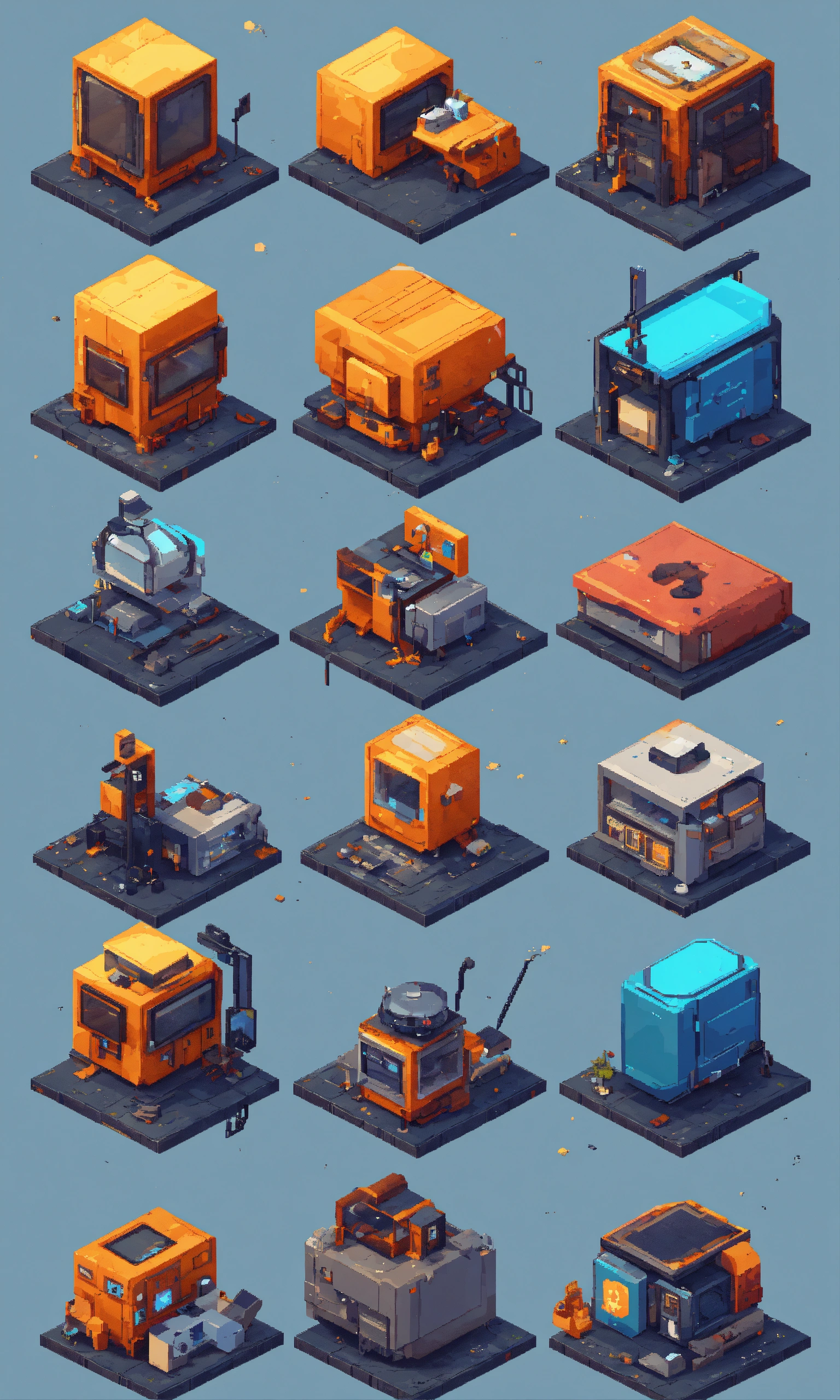 Lexica - Concept art for various small tech part scrap icons. Pixel art ...