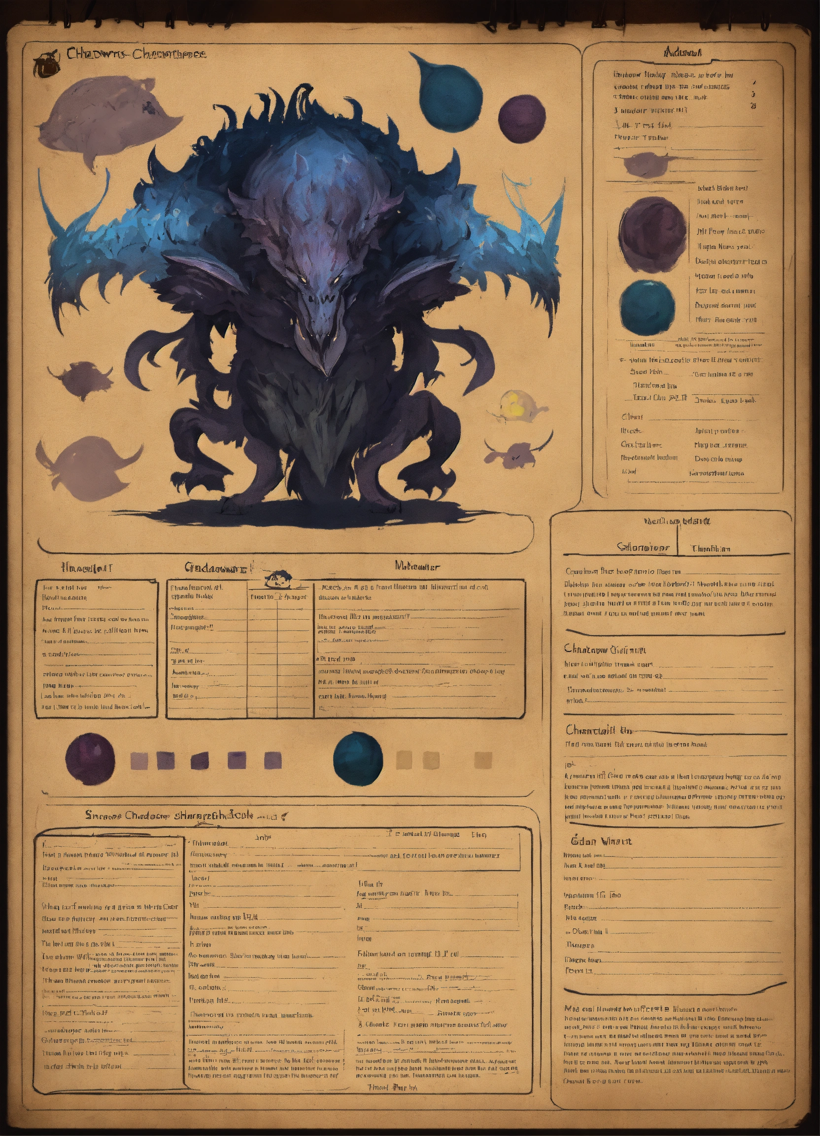Lexica - Shadowy creature character sheet