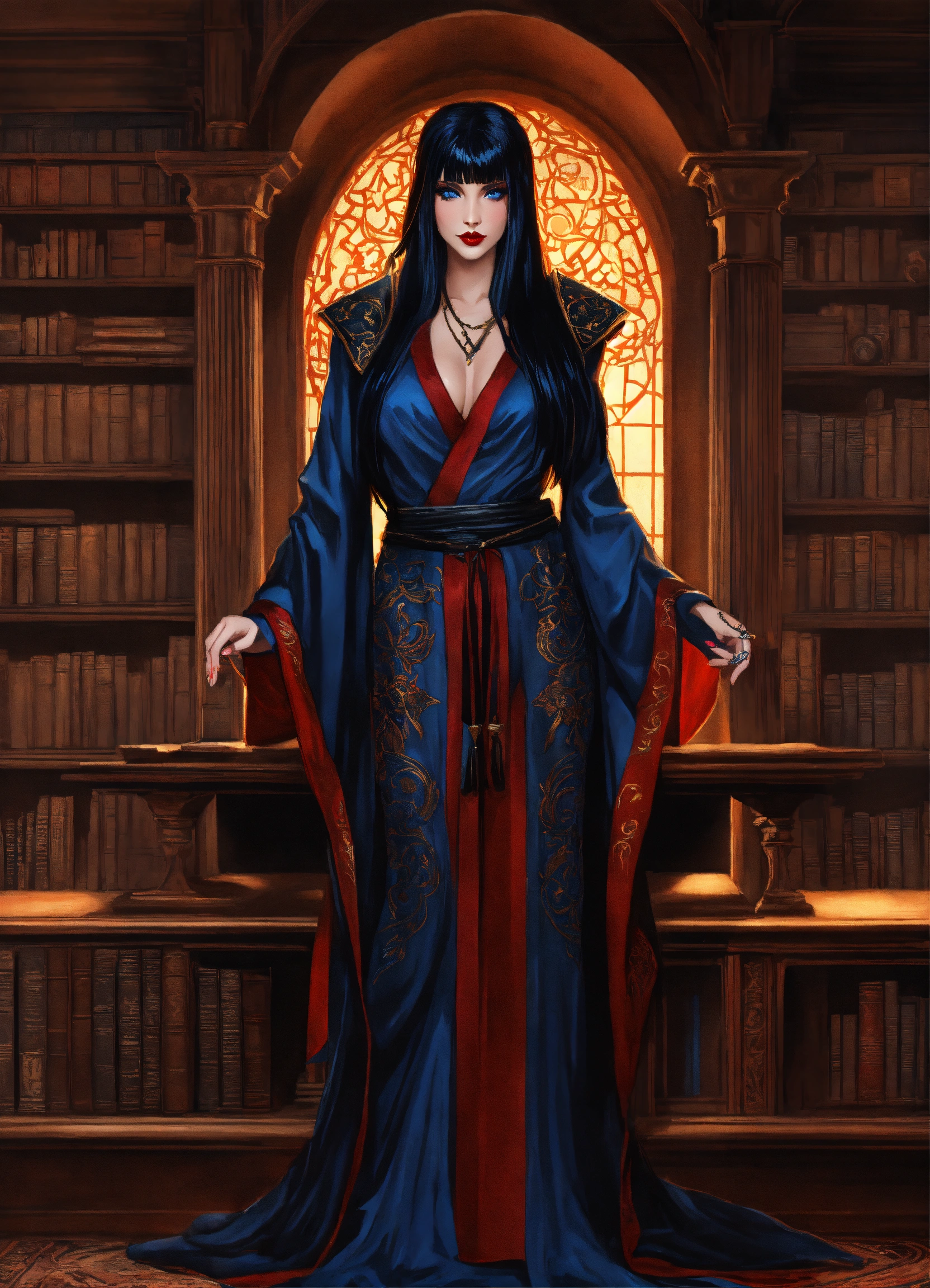 Lexica - 8k,fantasy art, female warlock, black embroidered silk robes ...