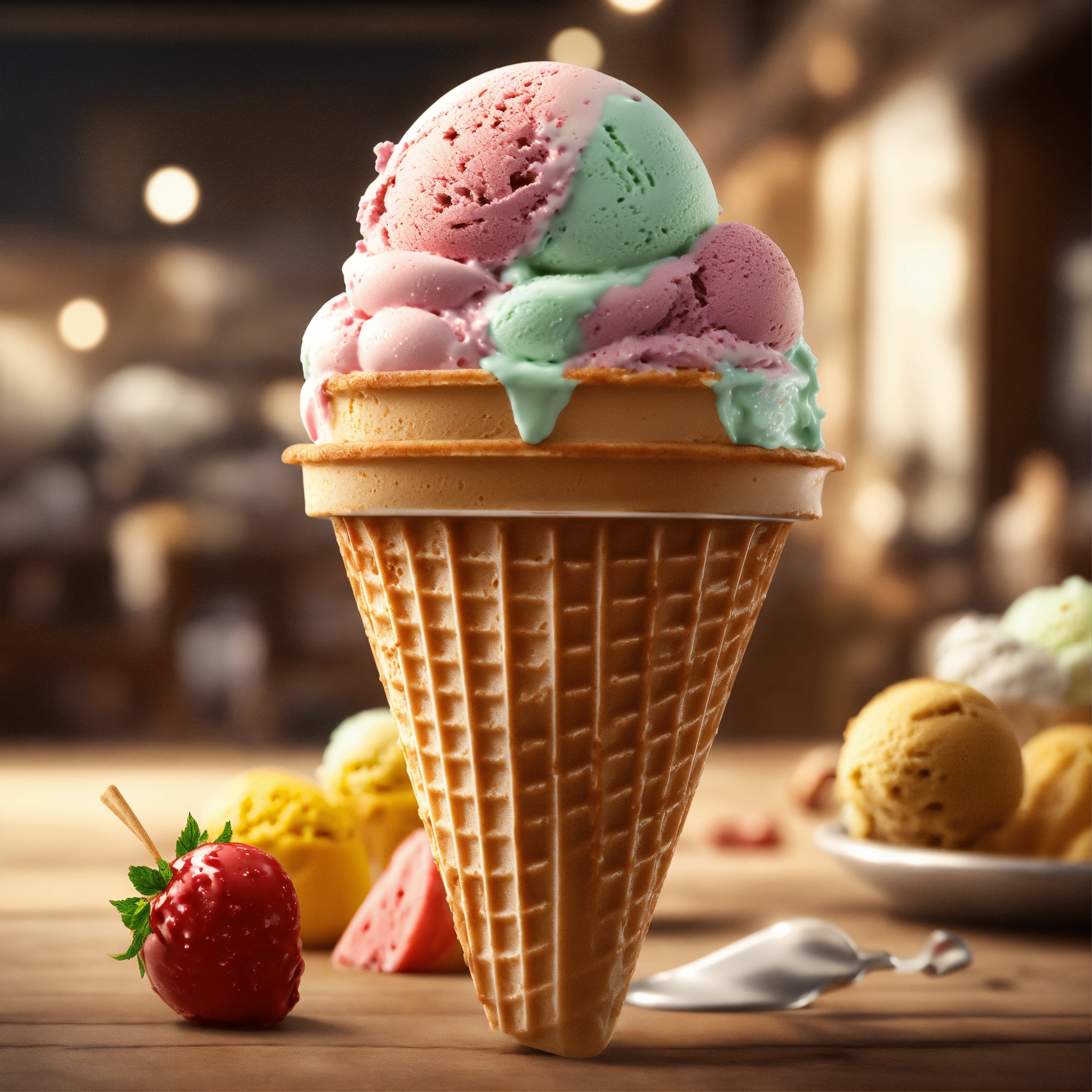 Lexica - A 3d ultra hd hyper detailed, realistic ice cream scoop filled ...