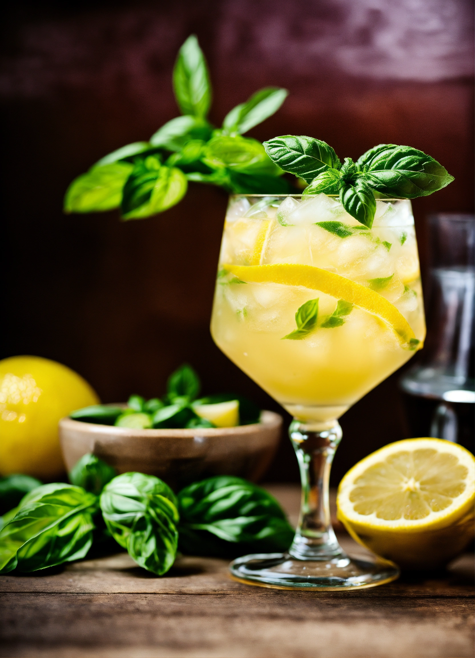 Lexica - Elderberry lemonade and Basil in a cocktail glass, a limonade ...