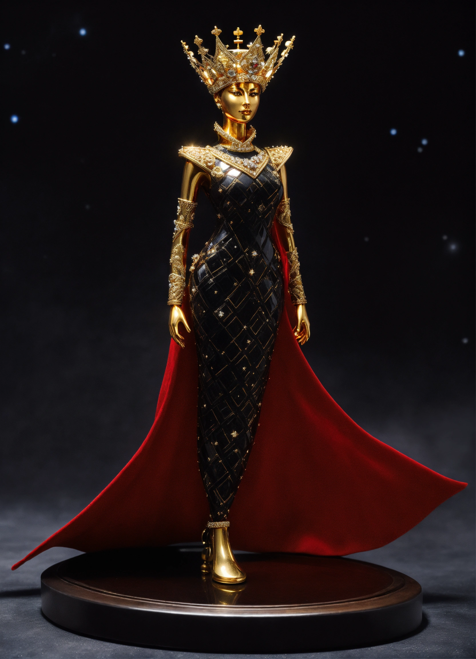 Lexica - Minimalism. Black Solar Queen with long oversized red flowing ...