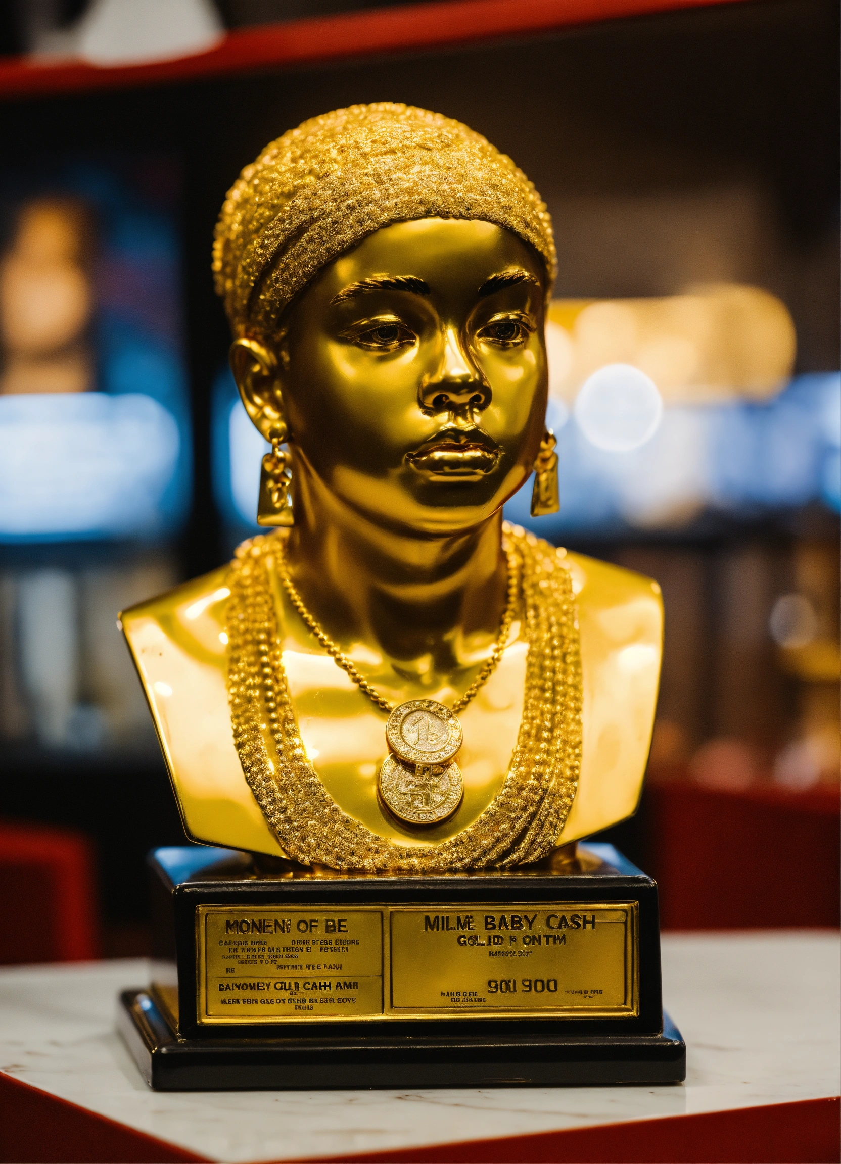 Lexica - A gold bust of Baby from Cash Money records..