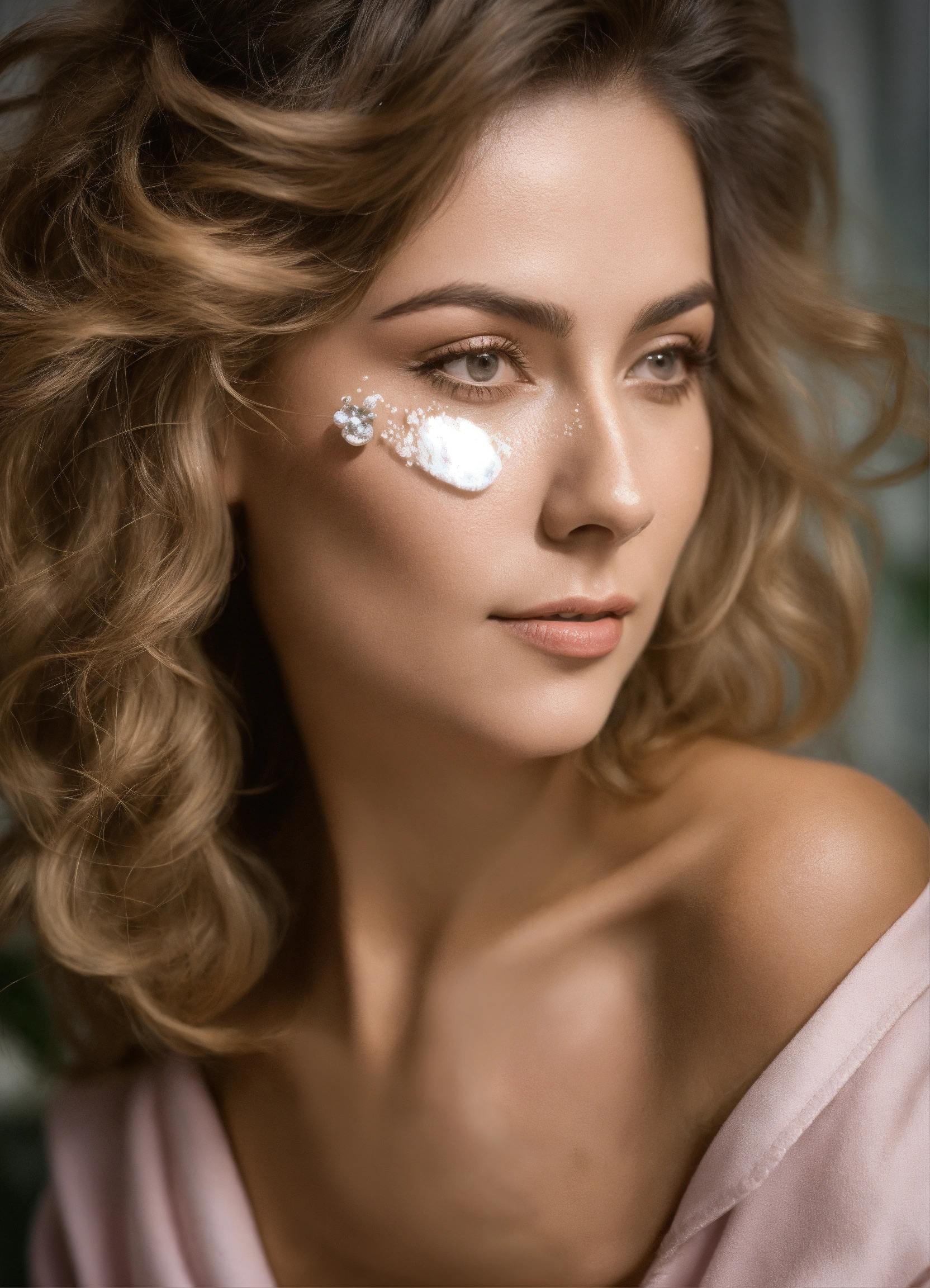 Lexica - Signora davanti allo specchio che si spalma la crema idratante ...