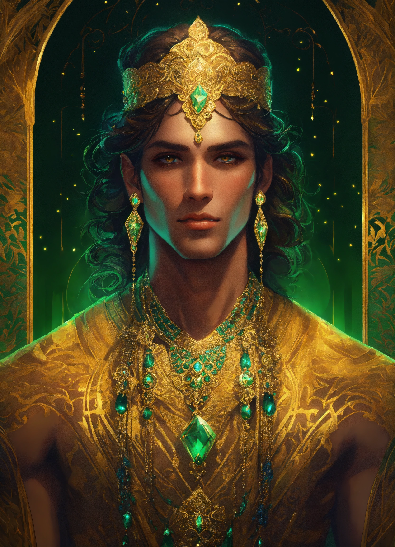Lexica - Symmetry, full body portrait of gorgeous, persian elf male ...