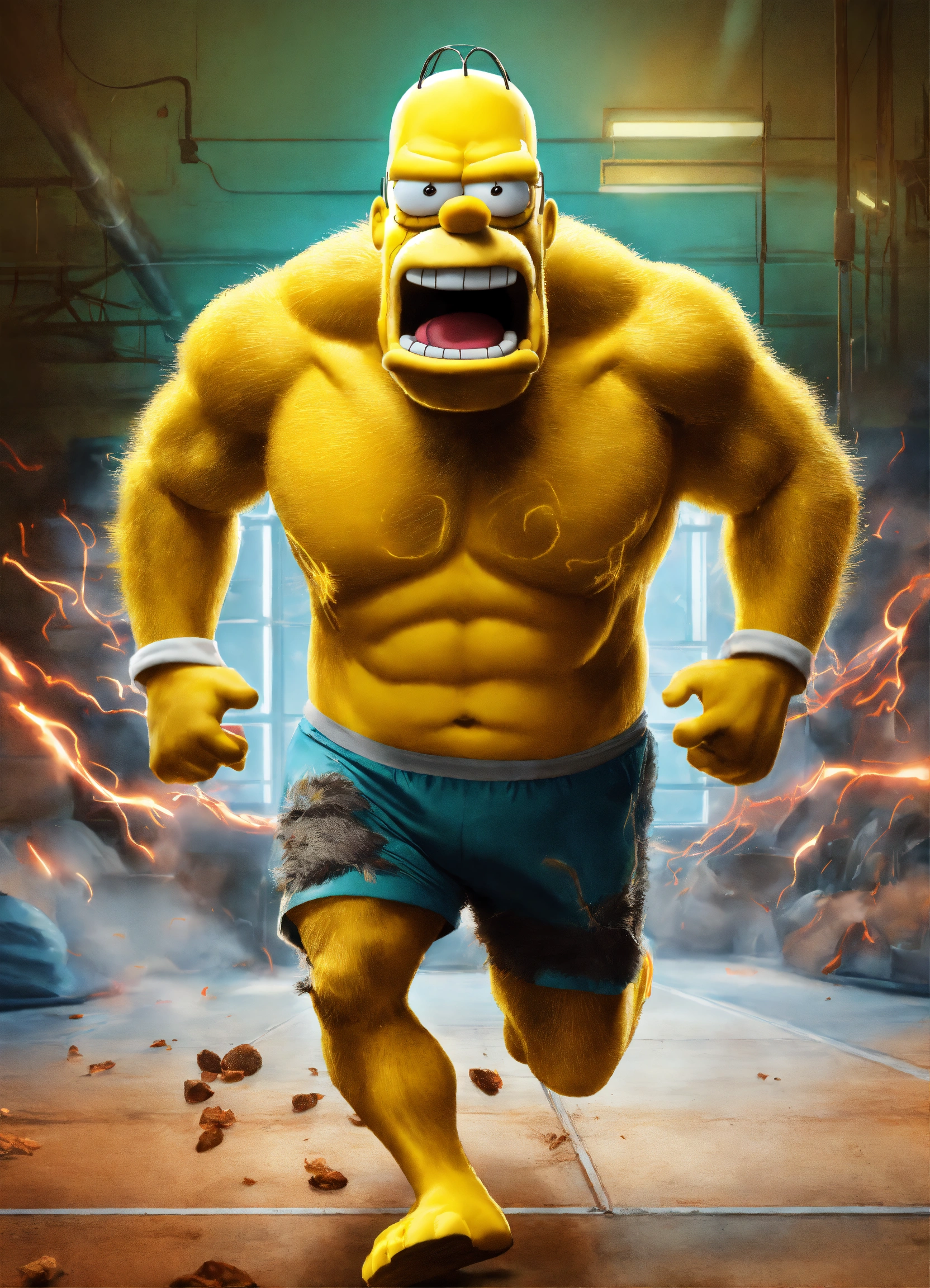 Lexica - Humoristic Homer Simpson body mixed with wild boar head ...