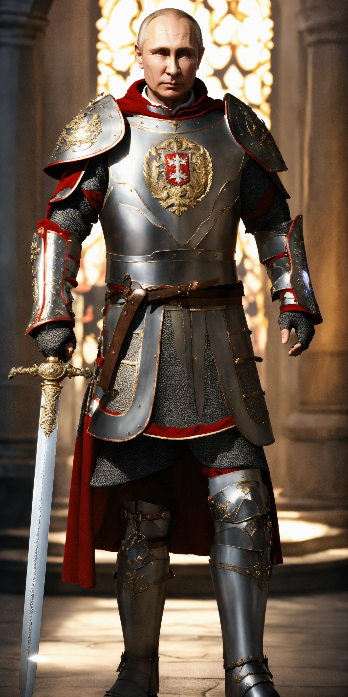 Lexica - Vladimir putin in a templar armor suit with sword in his hand ...