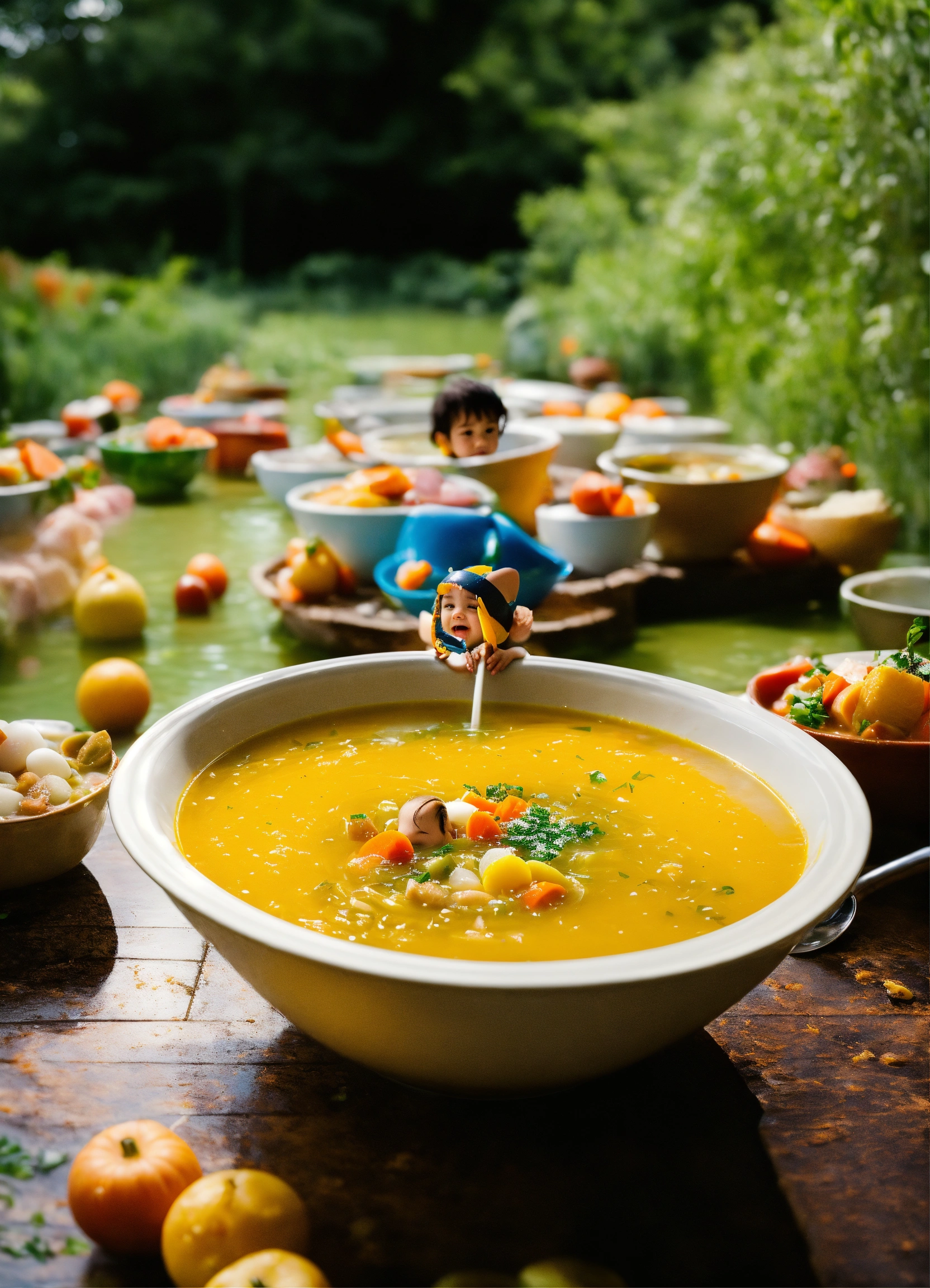 Lexica - Kids swimming around in a bowl of soup