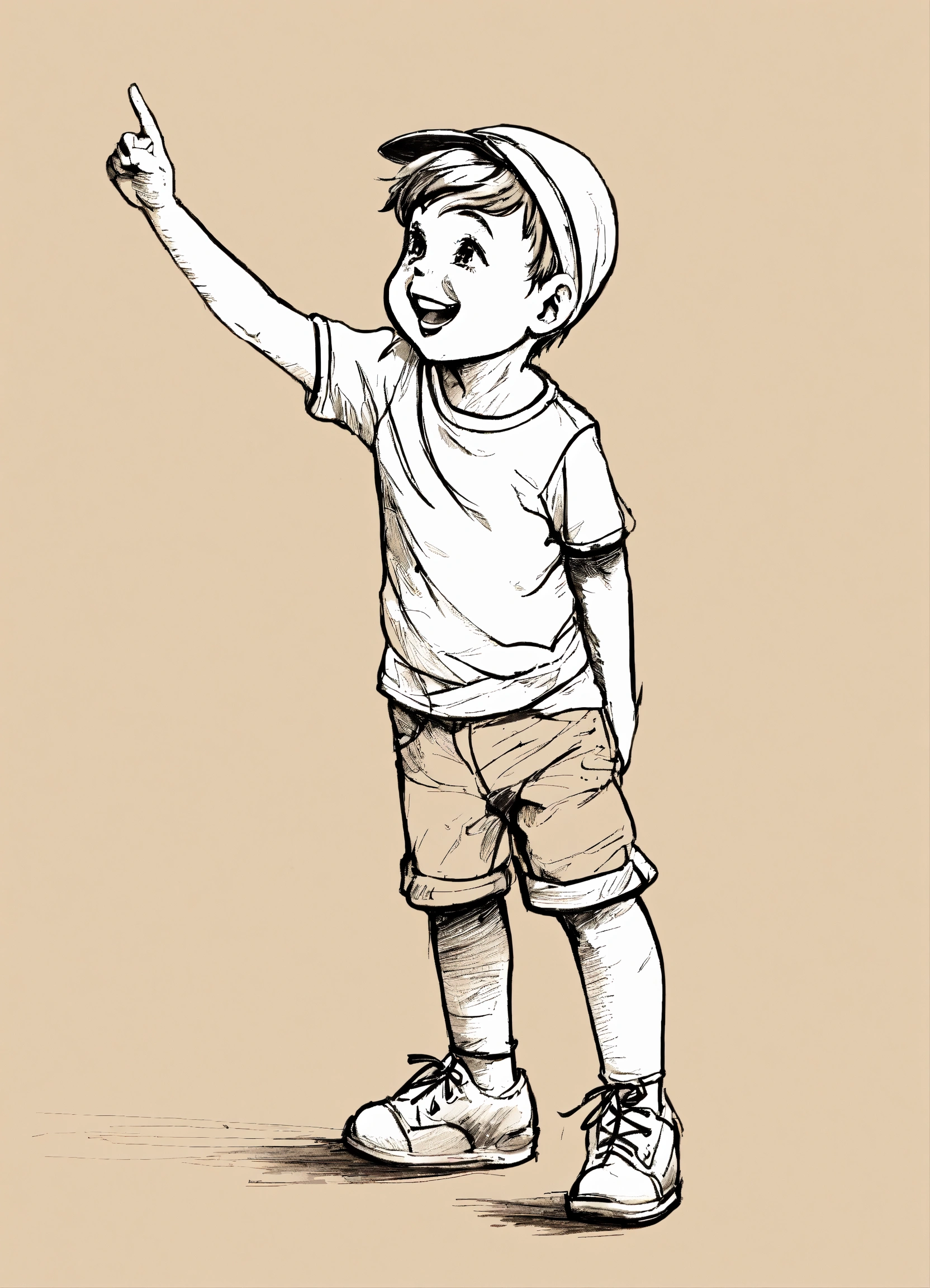 Lexica - A cute, happy boy drawn from the profile. Looking to the side ...